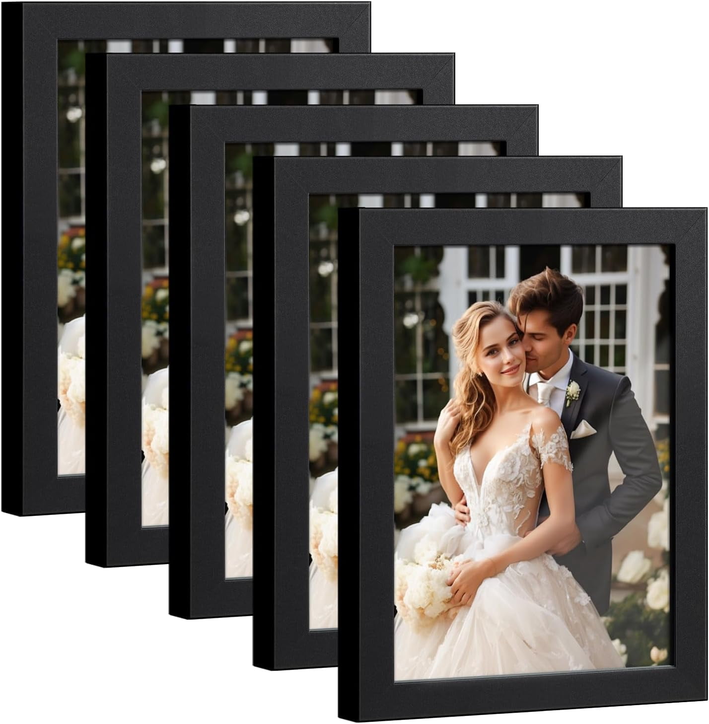 Fusion 4x6 Picture Frame Set of 5, Black Frames Display Photo 3.5x5 ...