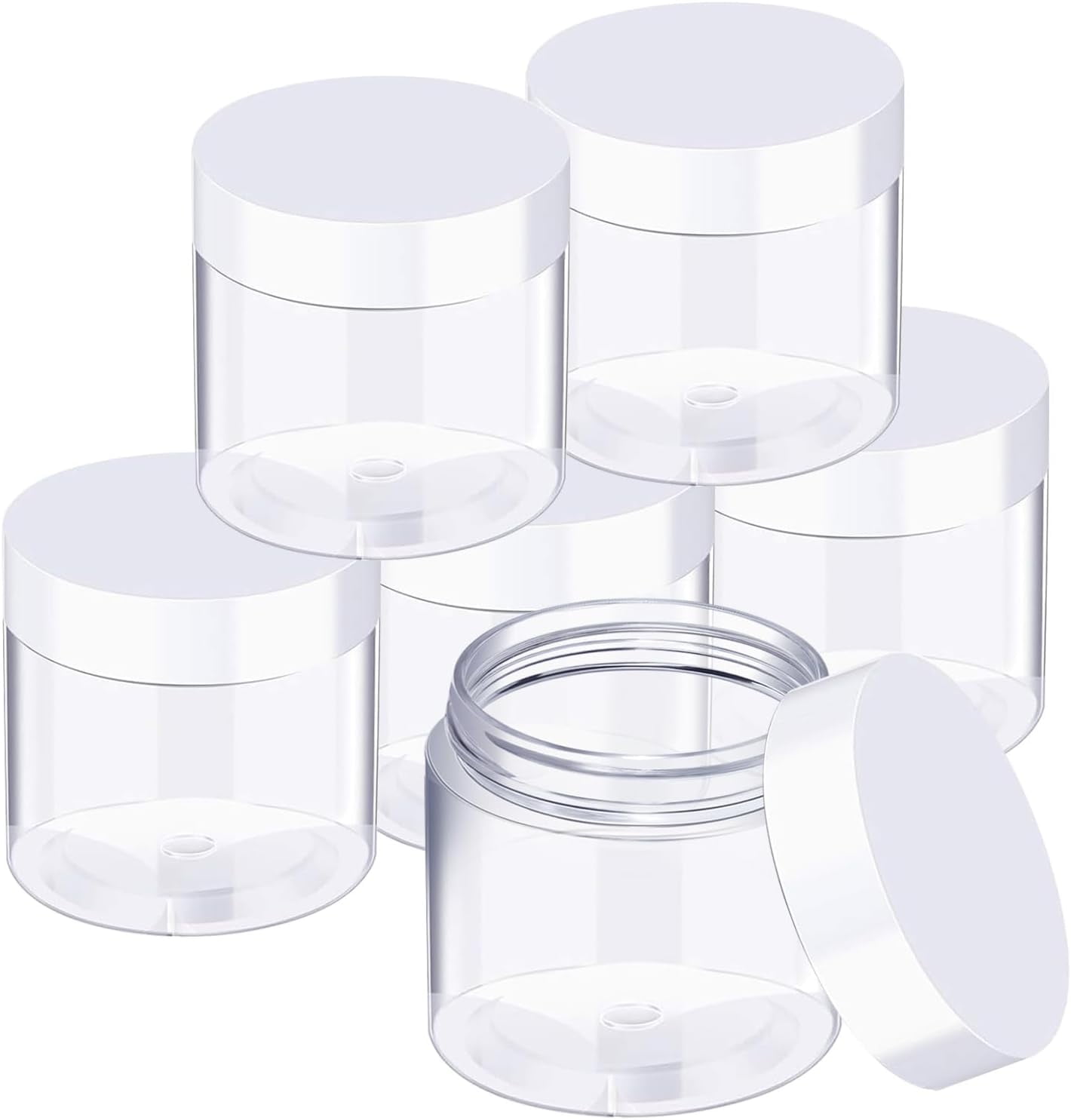 Fusion 6 Pack 3 oz Plastic Jars Containers with Lids Wide-mouth ...