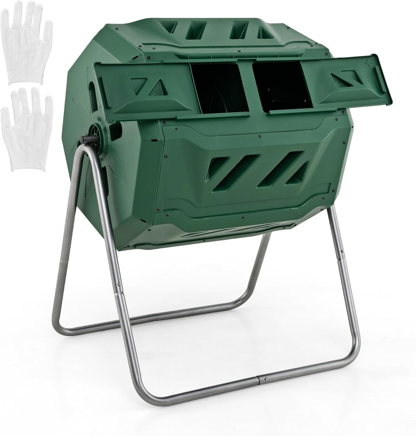 Fusion Compost Tumbler, 43 Gallon Rotating Compost Bin Barrel, Dual ...