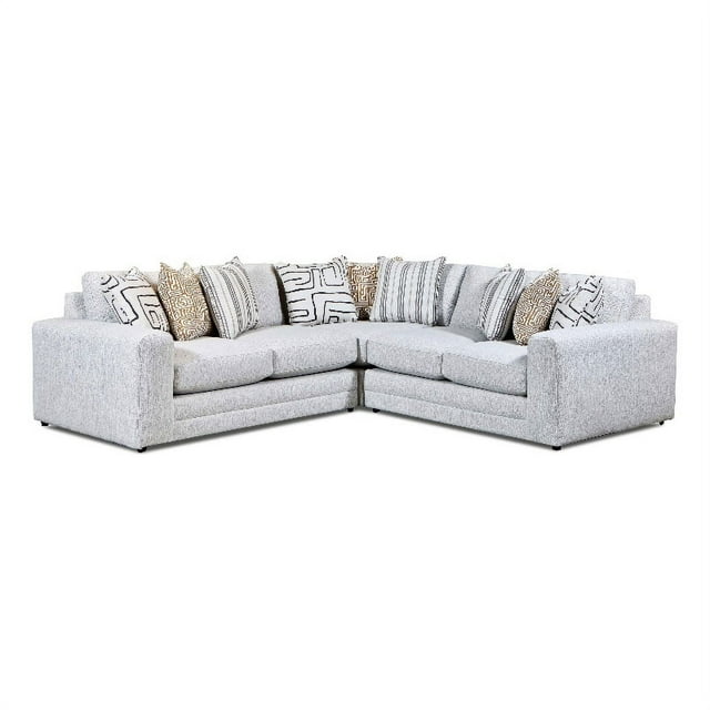 Fusion Furniture Durango Pewter Fabric Sectional with Track Arms in Off ...