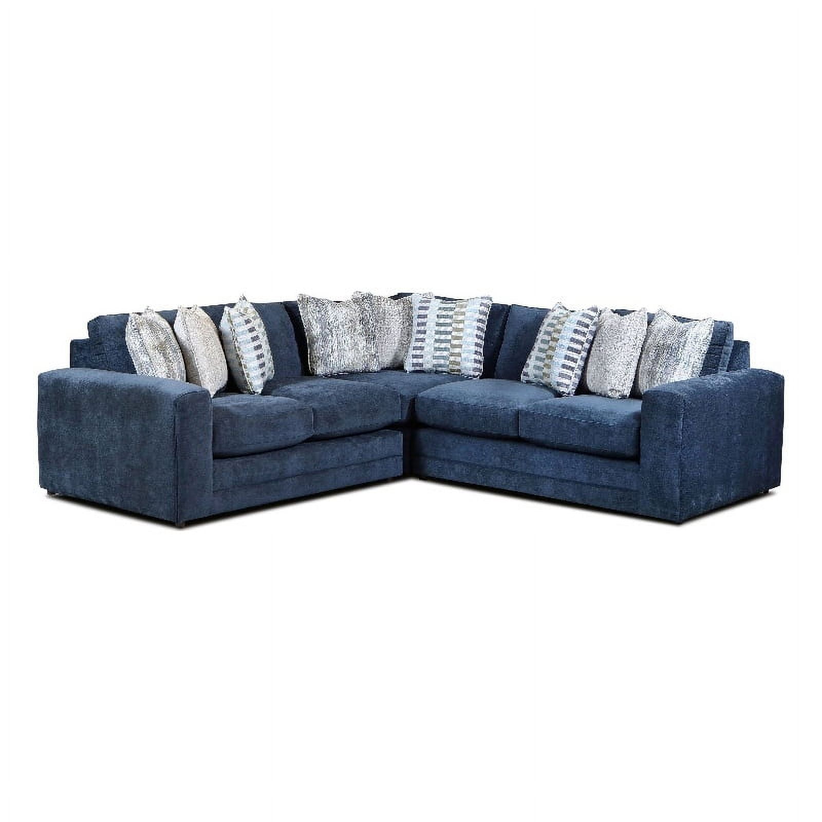 Fusion Furniture Elise Ink Fabric Sectional with Wood Frames in Blue ...