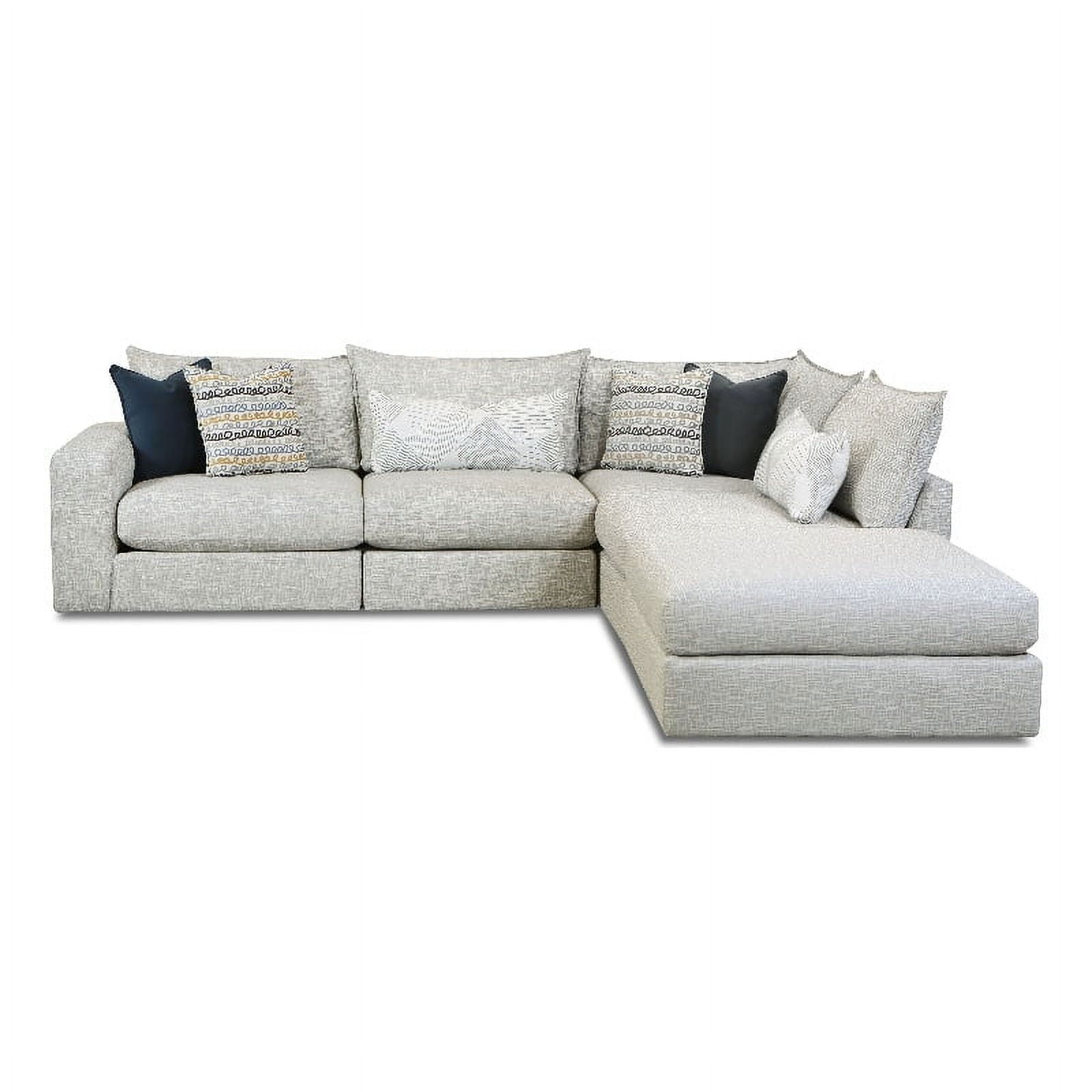 Fusion Furniture Harmer Platinum Transitional Fabric Sectional in Gray ...