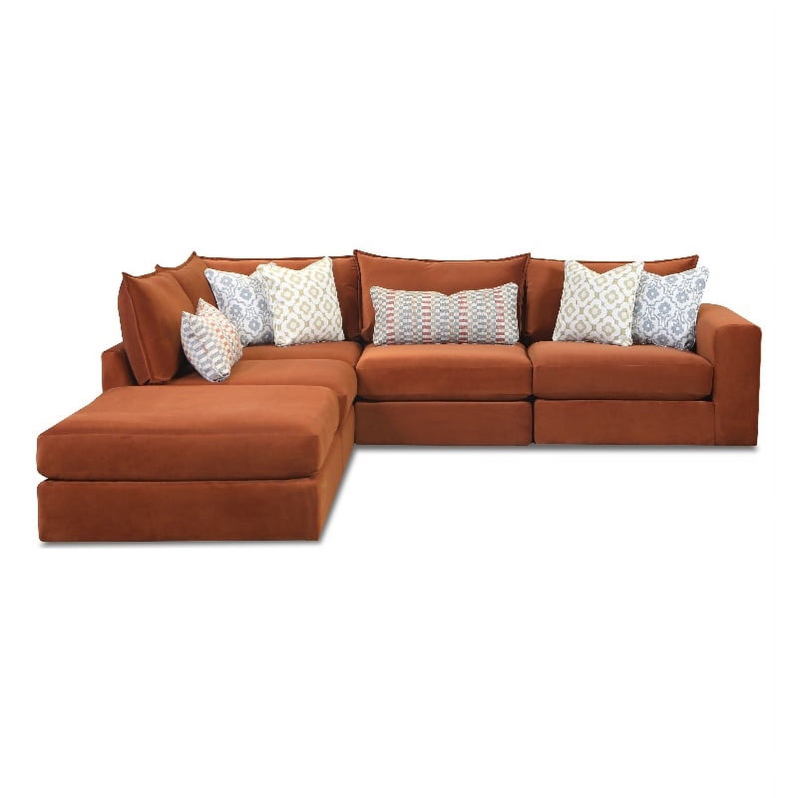 Fusion Furniture Marquis Rust Transitional Fabric Sectional in Rust ...