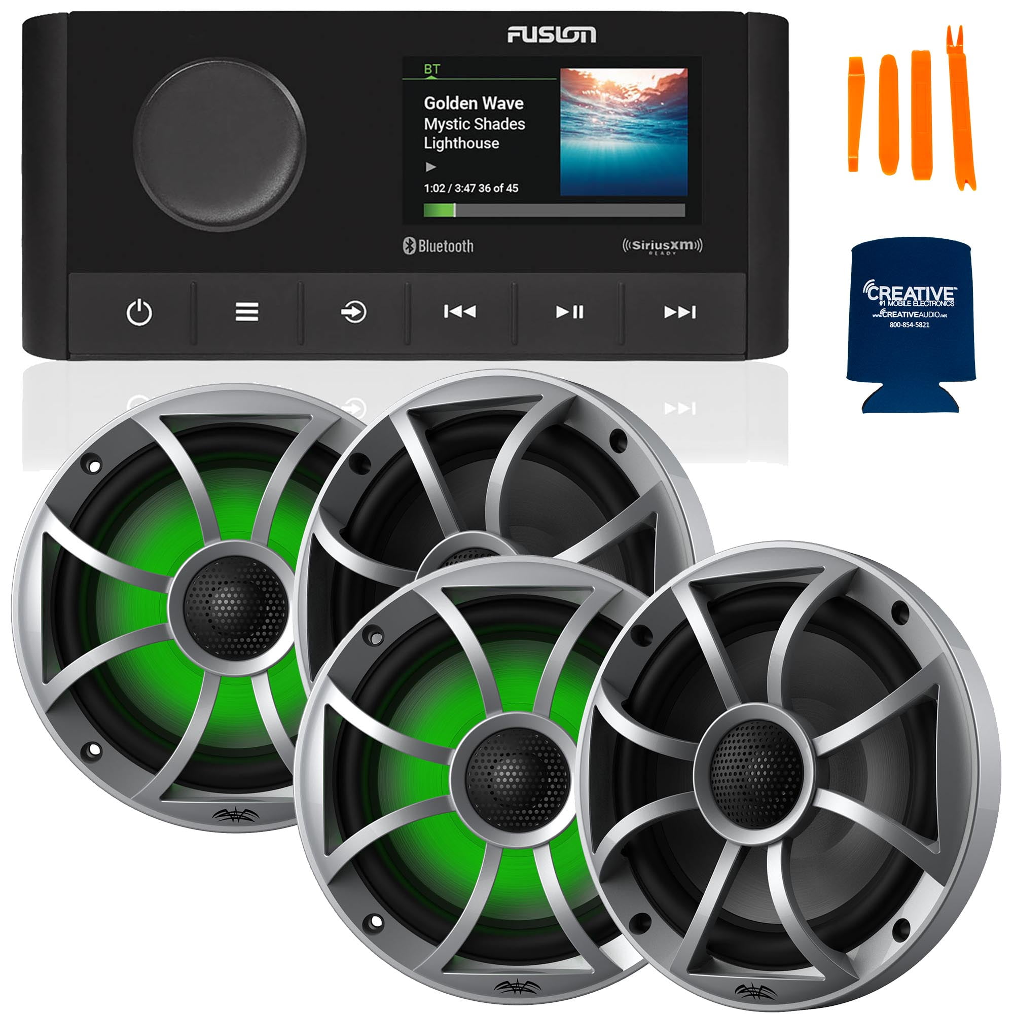Fusion MS-RA210 Marine AM/FM/BT/NEMA2000/Sirius XM Ready Stereo with 2 ...