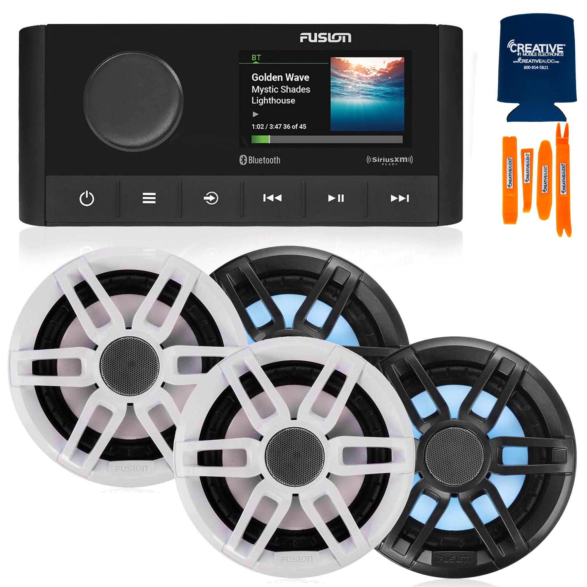 Fusion MS-RA210 Marine Stereo with 1 Pair XS-FL65SPGW XS Series 6.5 ...
