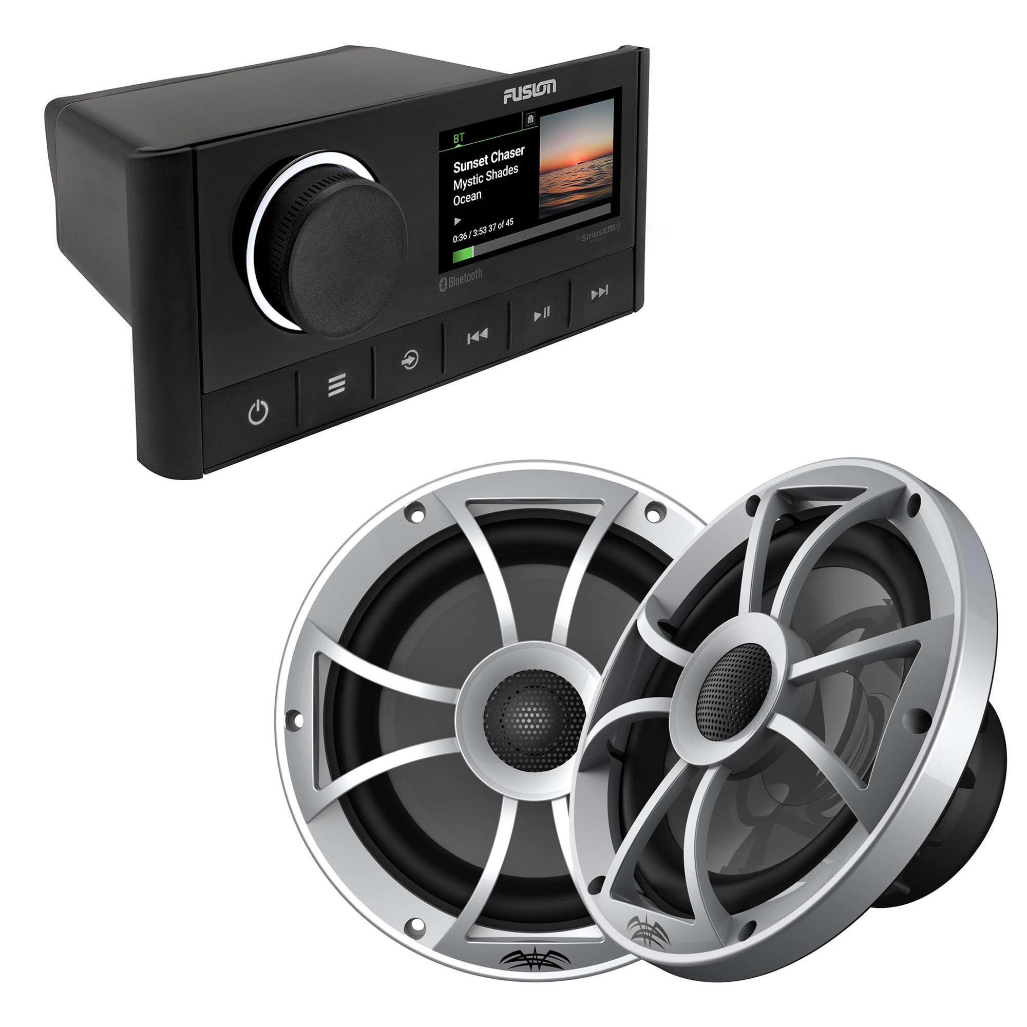 Fusion MS-RA670 Marine Receiver + Wet Sounds RECON8-S-RGB Speakers ...