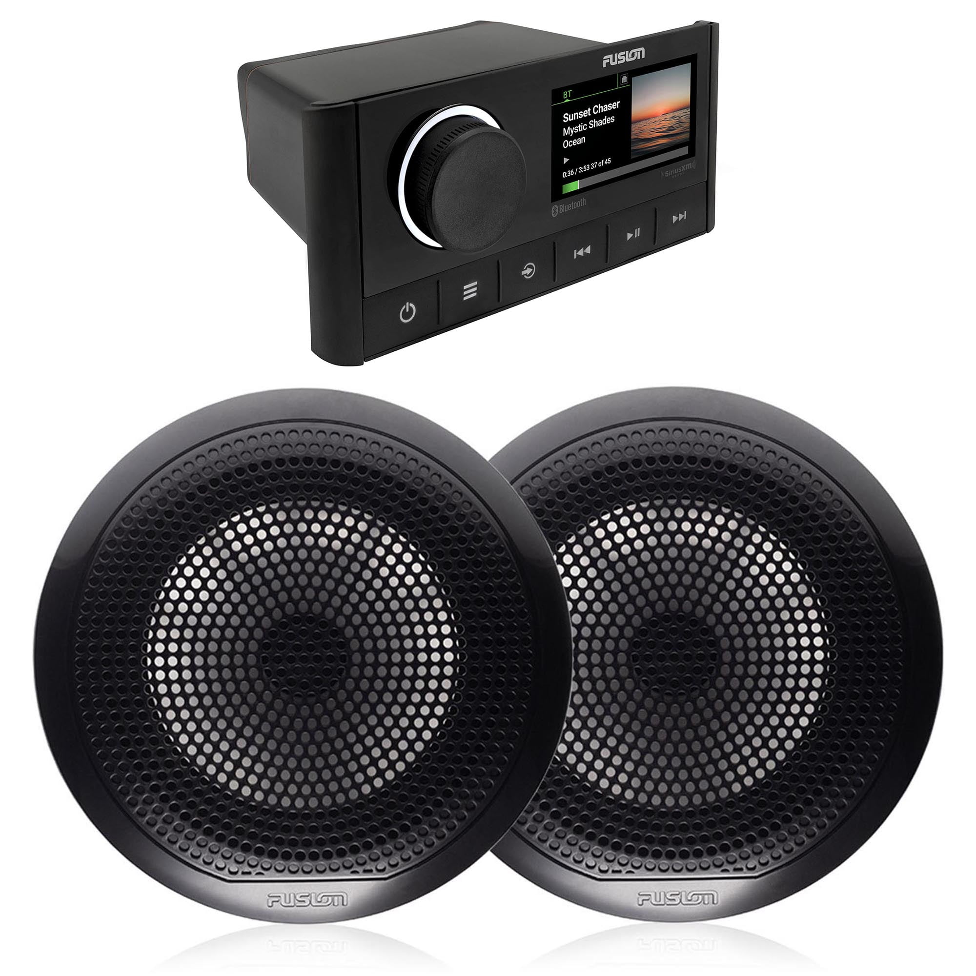 Fusion MS-RA670 Marine Receiver with 1 Pair Fusion EL-F651B 6.5" Marine ...