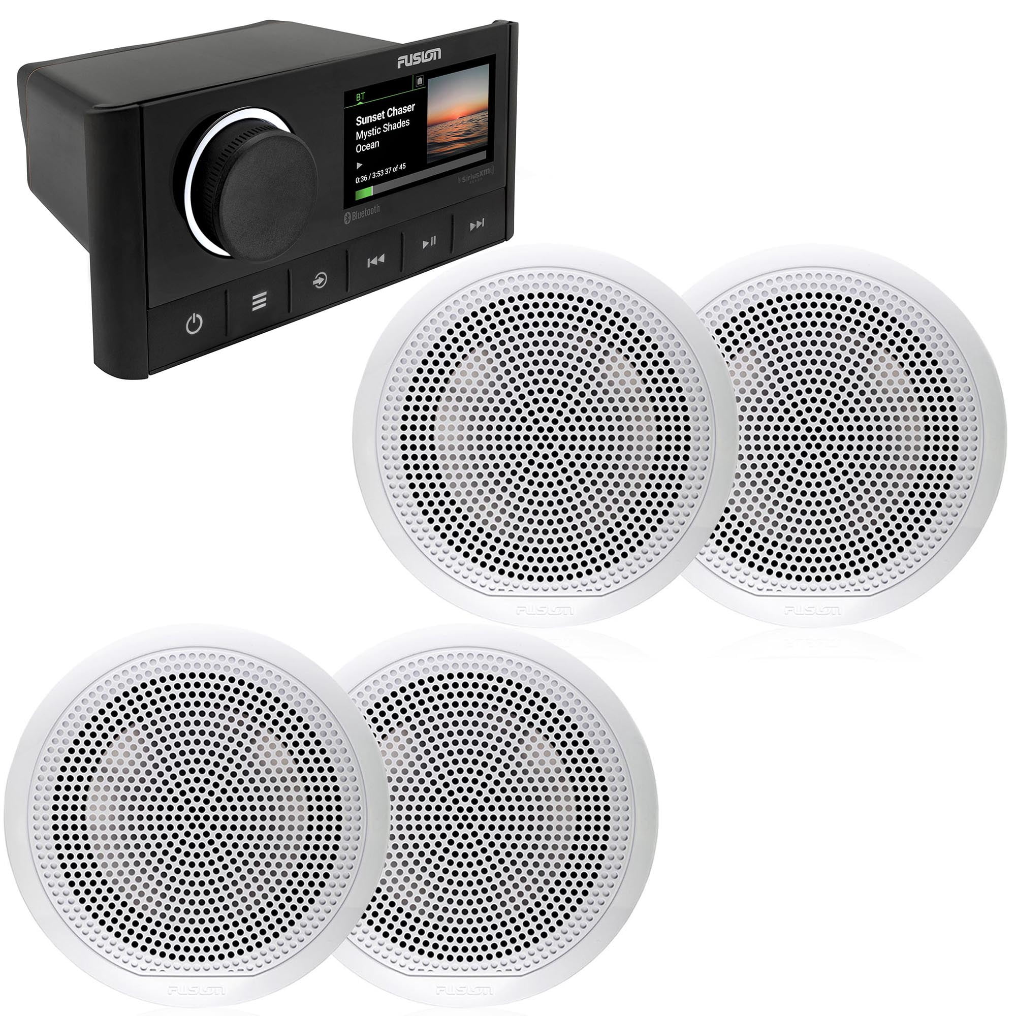 Fusion MS-RA670 Marine Receiver with 2 Pairs Fusion EL-F651W 6.5 ...