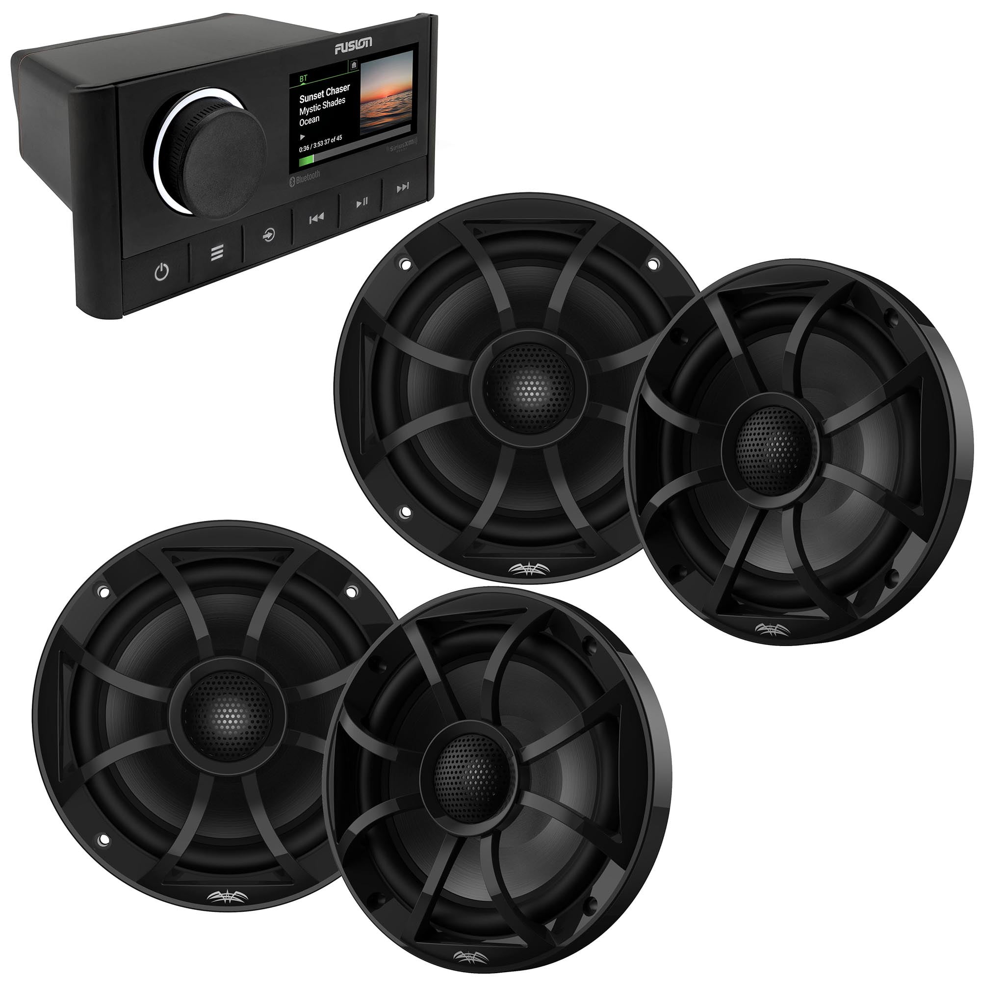Fusion MS-RA670 Marine Receiver with 2 Pairs Wet Sounds RECON6-BG 6.5 ...
