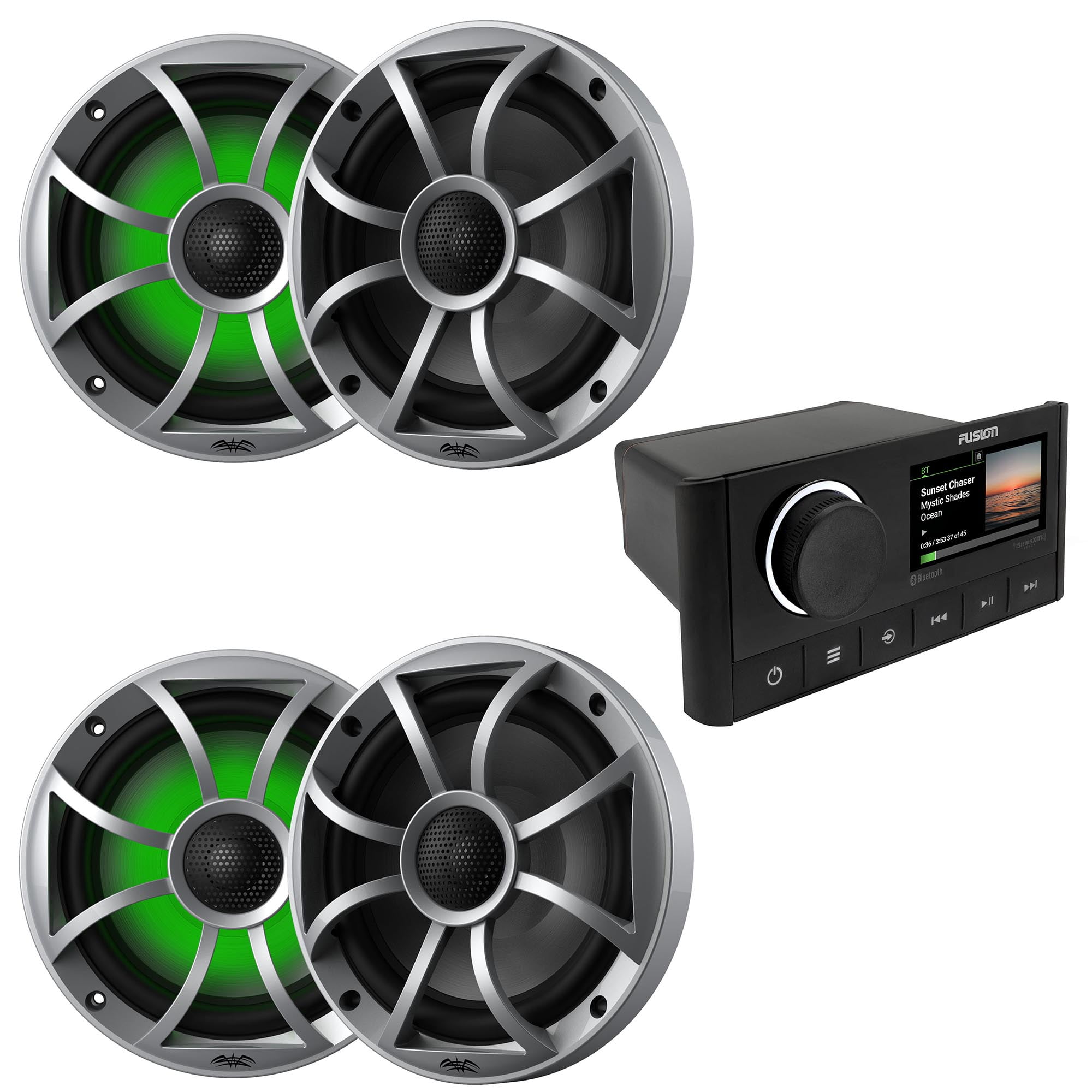 Fusion MS-RA670 Marine Receiver with 2 Pairs Wet Sounds Recon6-S-RGB 6. ...