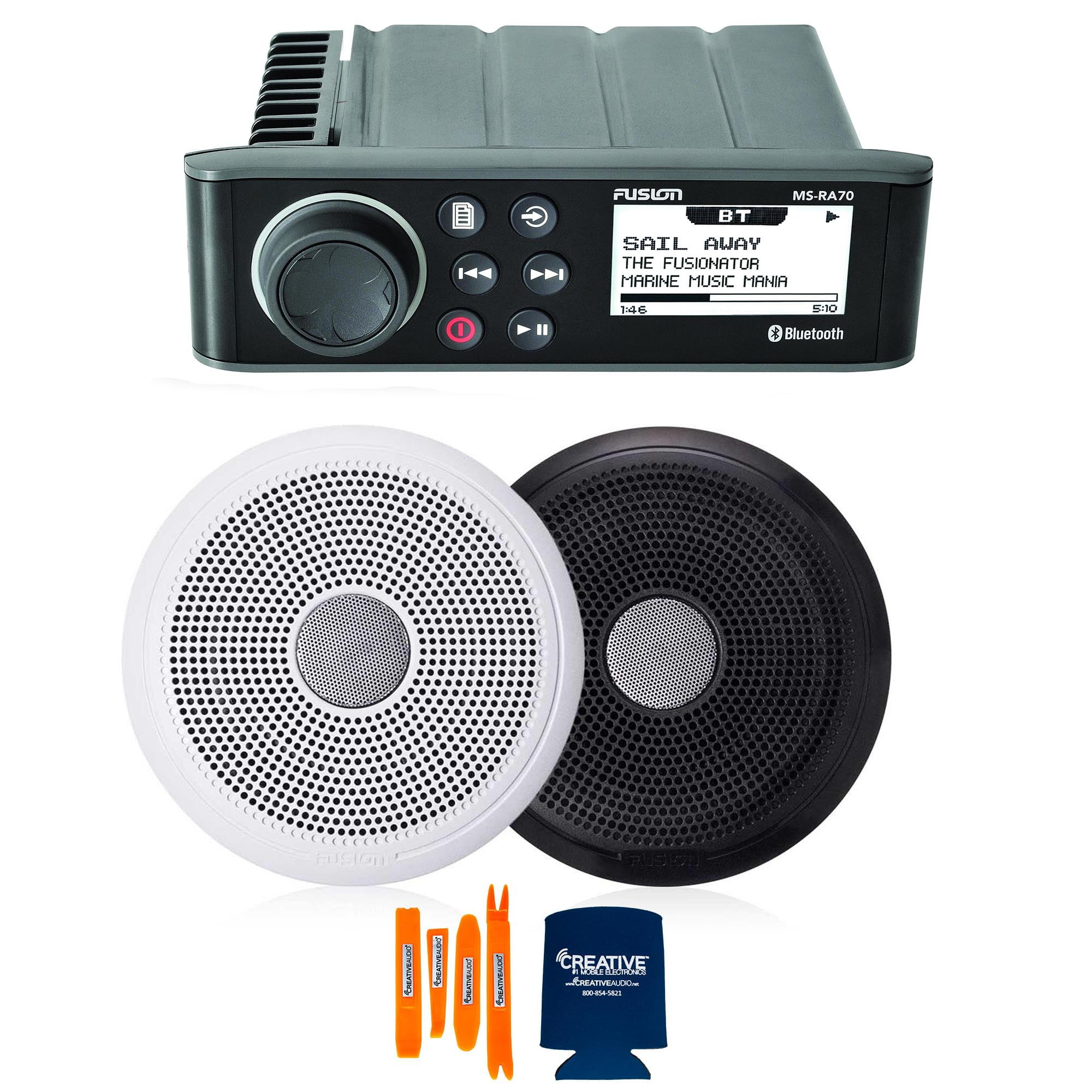 Fusion MS-RA70 Marine AM/FM/BT Stereo with 1 Pair Fusion XS-F65CWB XS ...