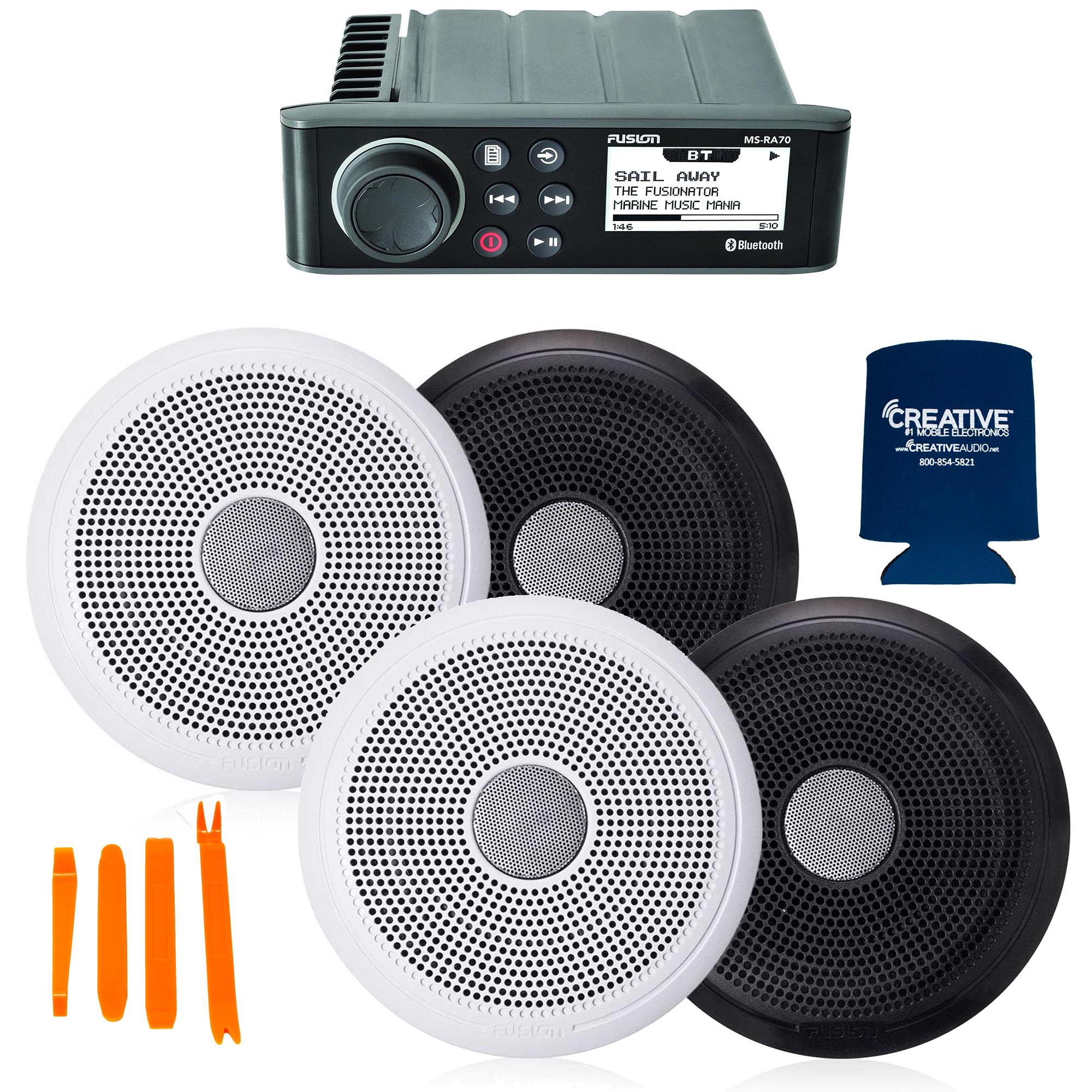 Fusion MS-RA70 Marine Receiver with 2 Pairs of Fusion XS-F65CWB 6.5 ...