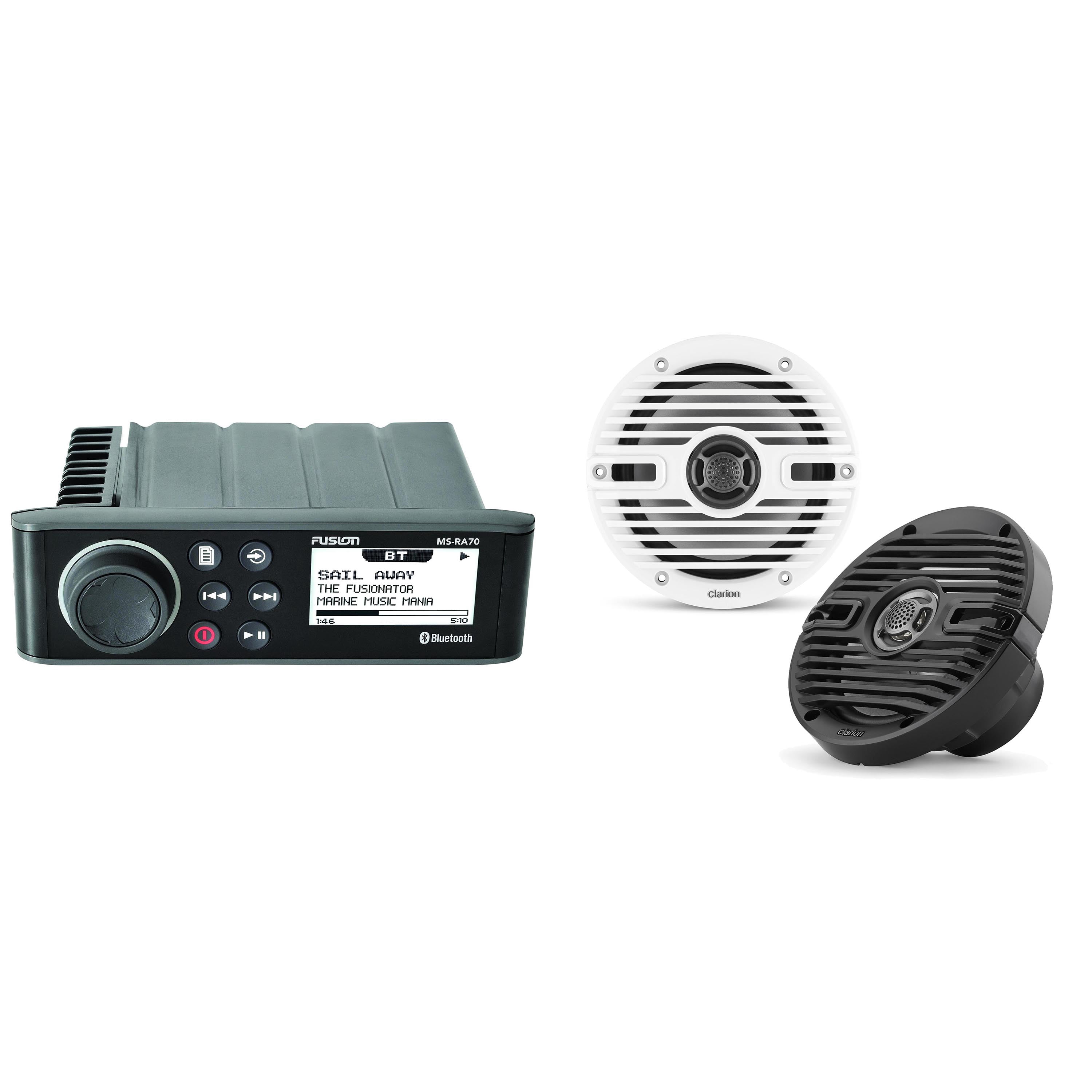 Fusion MS-RA70 Source Unit w/ Clarion CMS-651-CWB 6.5-inch Coaxial ...