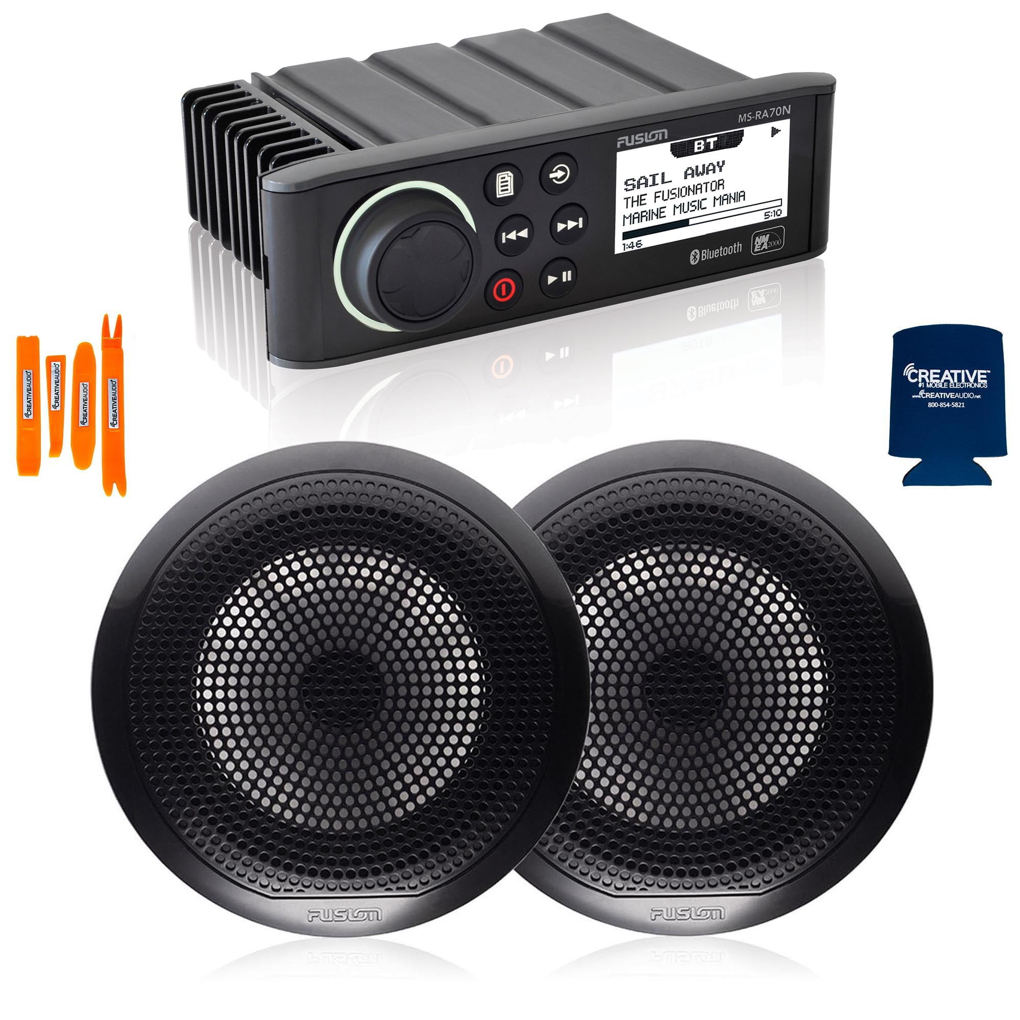 Fusion MS-RA70N Marine AM/FM/BT/NEMA2000 Stereo with 1 Pair Fusion EL ...