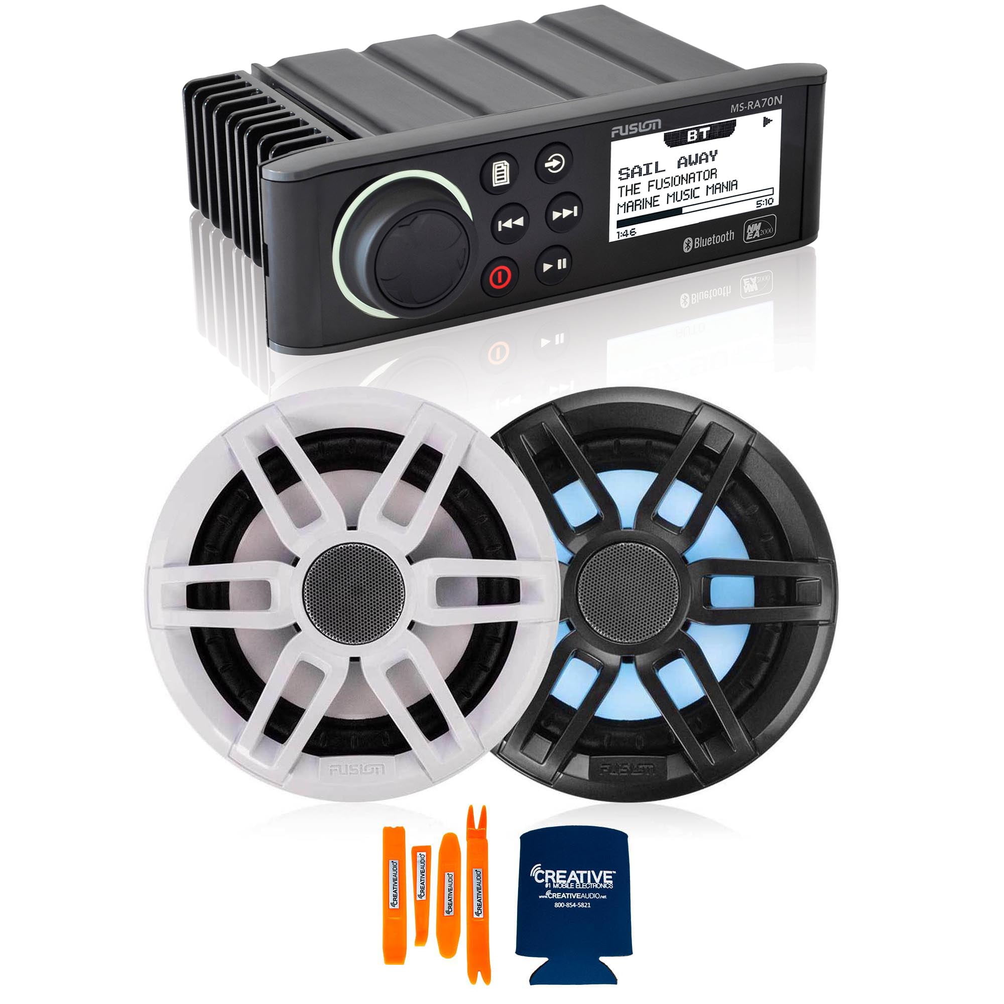Fusion MS-RA70N Marine AM/FM/BT/NEMA2000 Stereo with 1 Pair Fusion XS ...