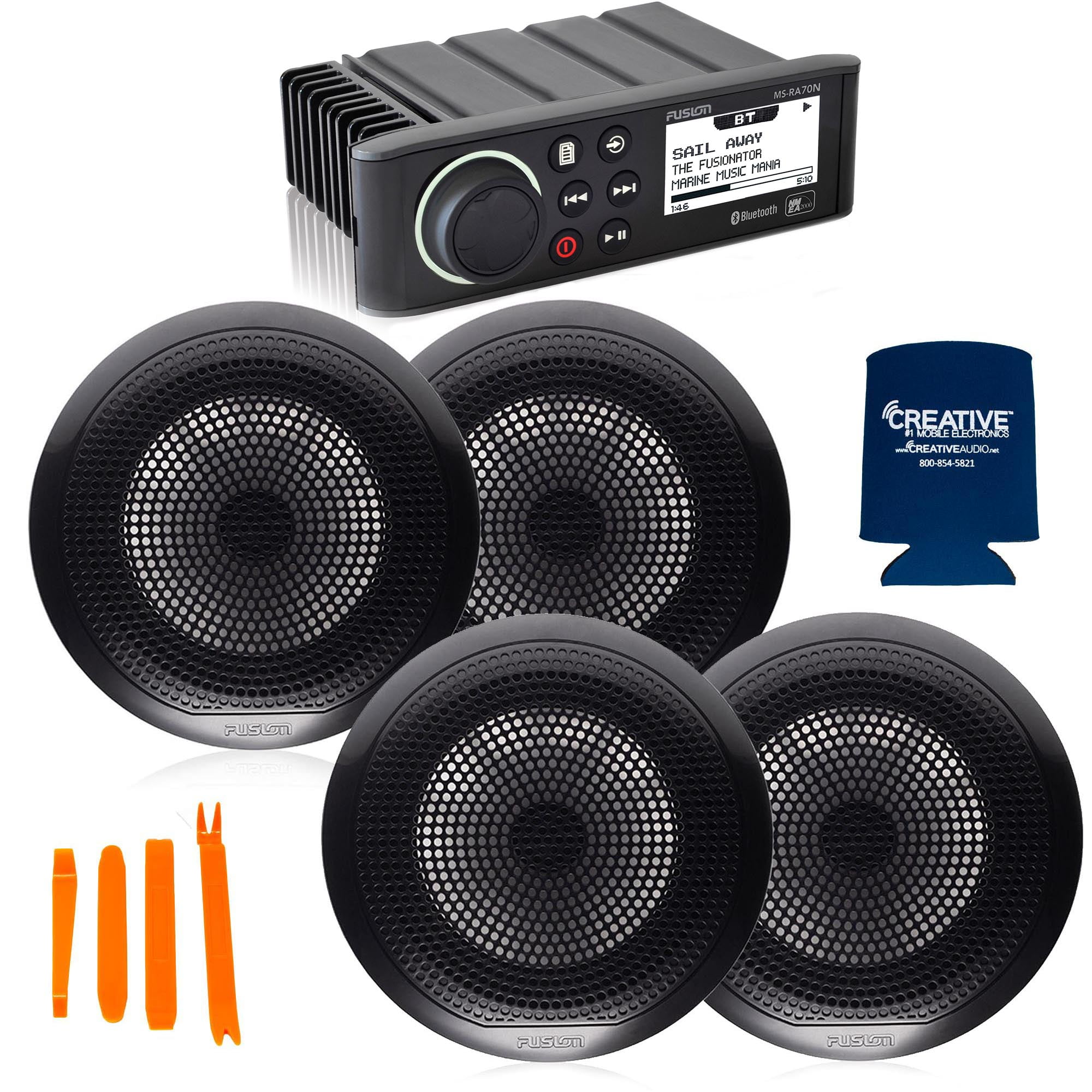 Fusion MS-RA70N Marine Receiver with 2 Pairs of Fusion EL-F651B 6.5 ...