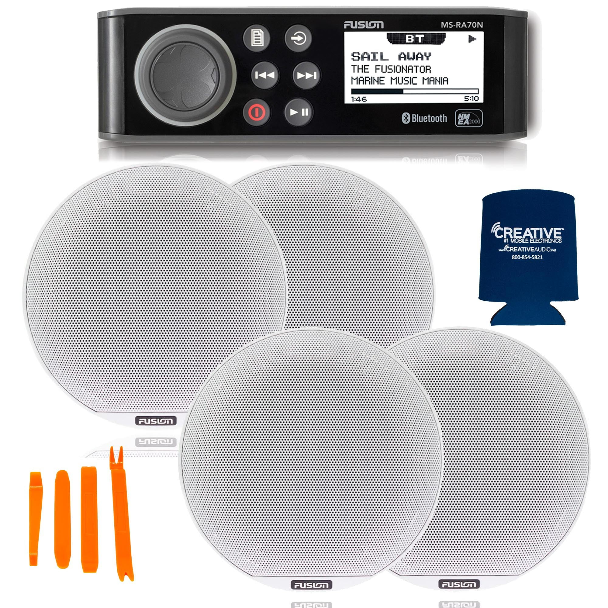 Fusion MS-RA70N Marine Receiver with 2 Pairs of Fusion SG-F652W 6.5 ...