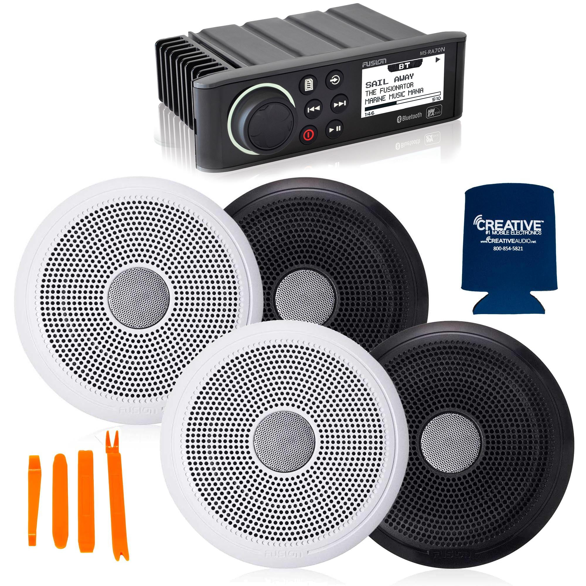 Fusion MS-RA70N Marine Receiver with 2 Pairs of Fusion XS-F65CWB 6.5 ...