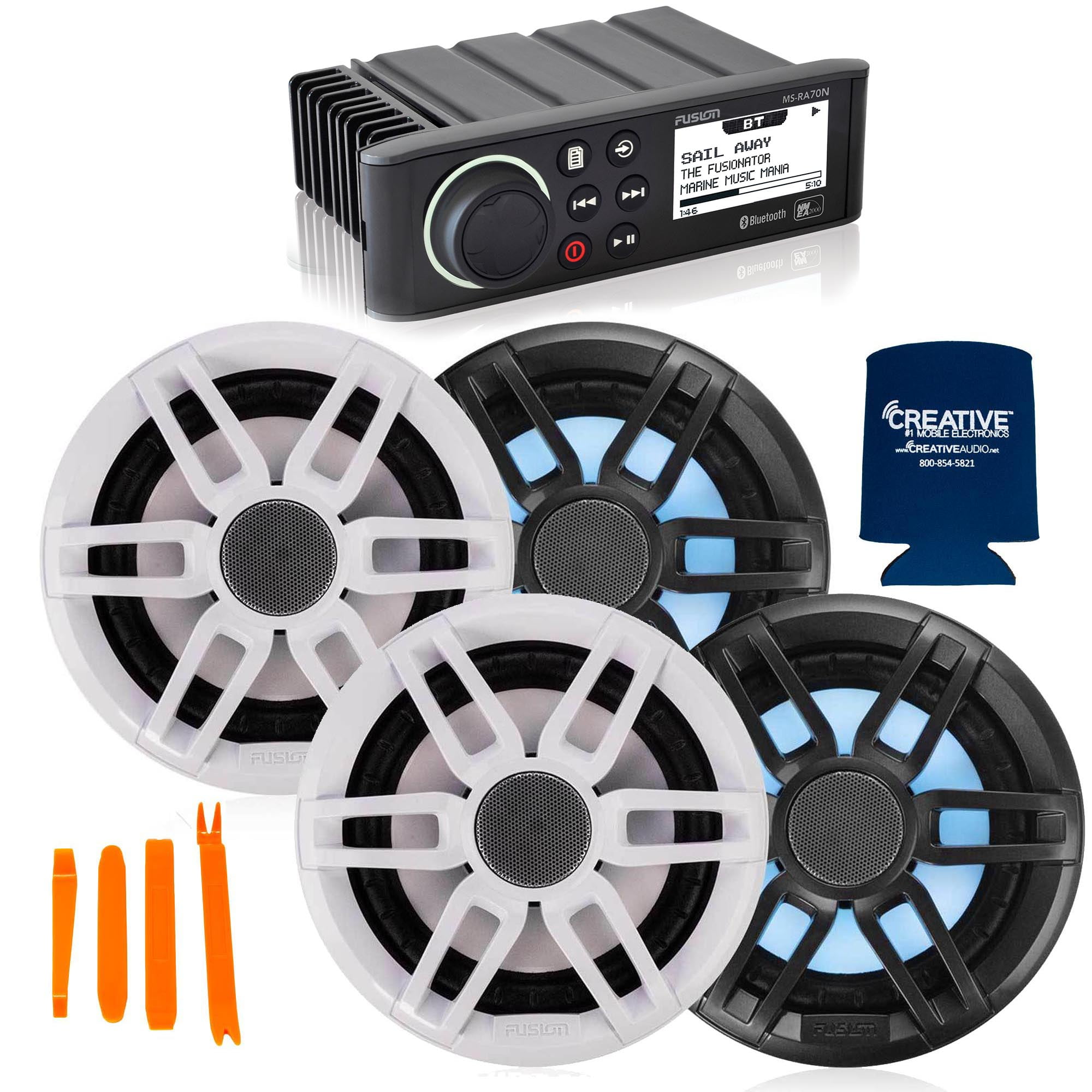 Fusion MS-RA70N Marine Receiver with 2 Pairs of Fusion XS-FL65SPGW 6.5 ...