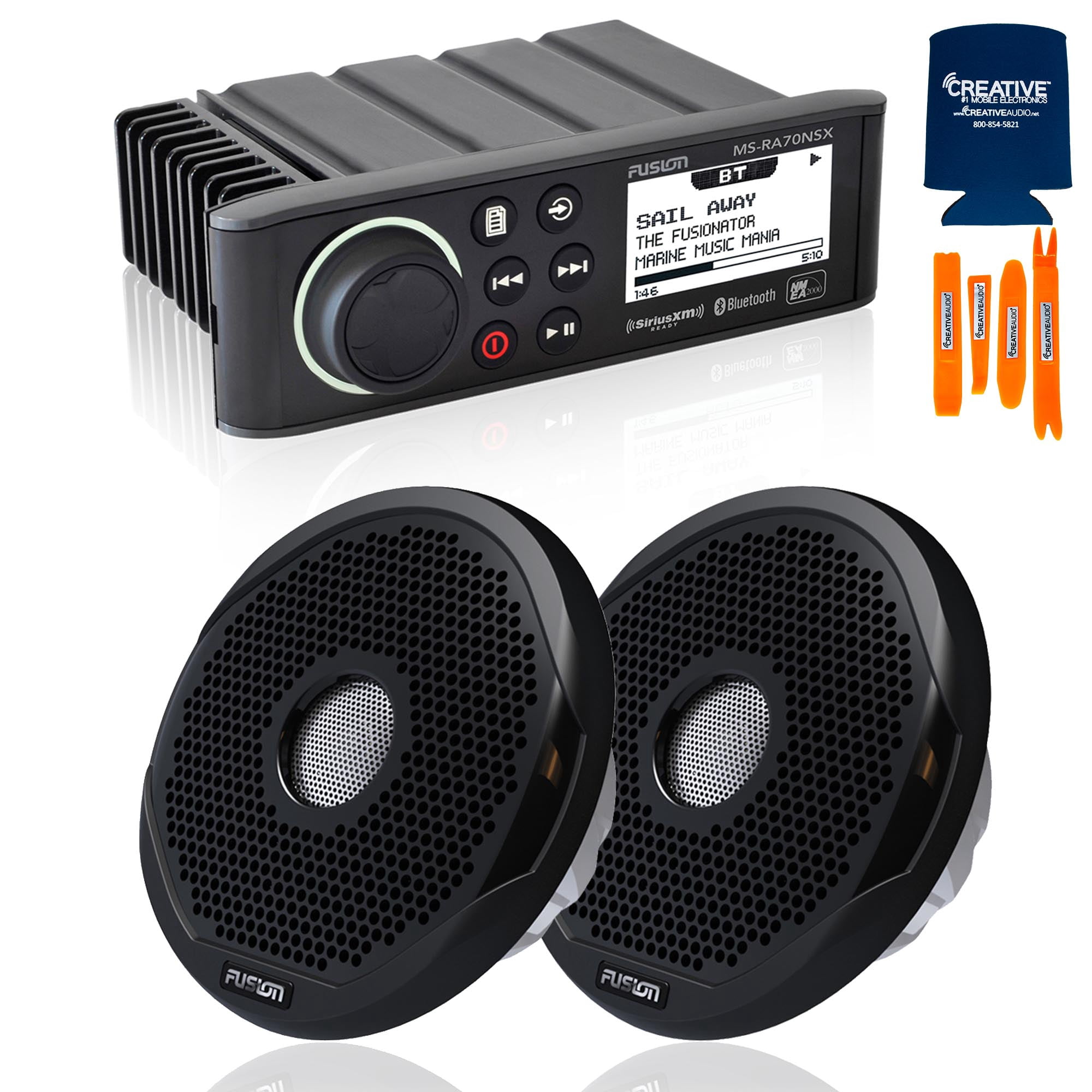 Fusion MS-RA70NSX Marine AM/FM/BT/NEMA2000 Stereo with 1 Pair Fusion MS ...
