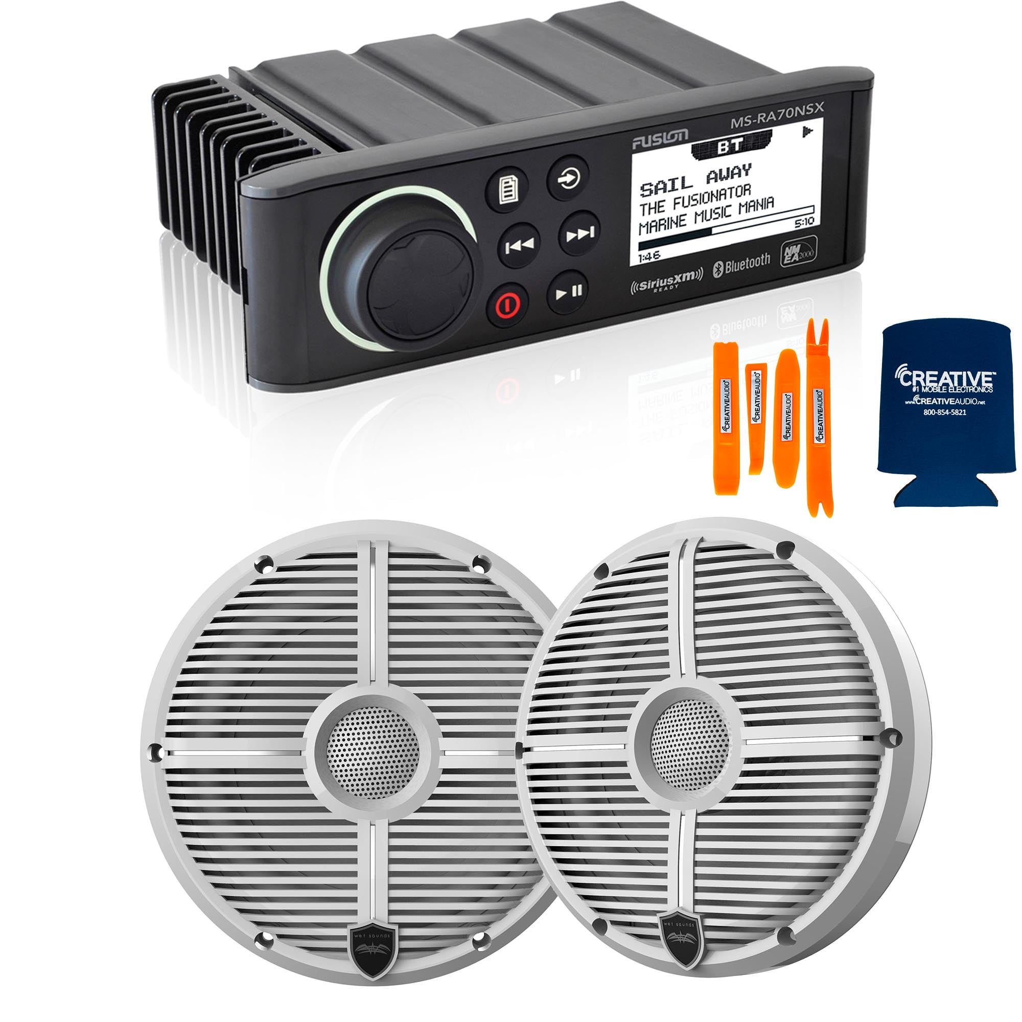 Fusion MS-RA70NSX Marine AM/FM/BT/NEMA2000 Stereo with 1 Pair Wet ...