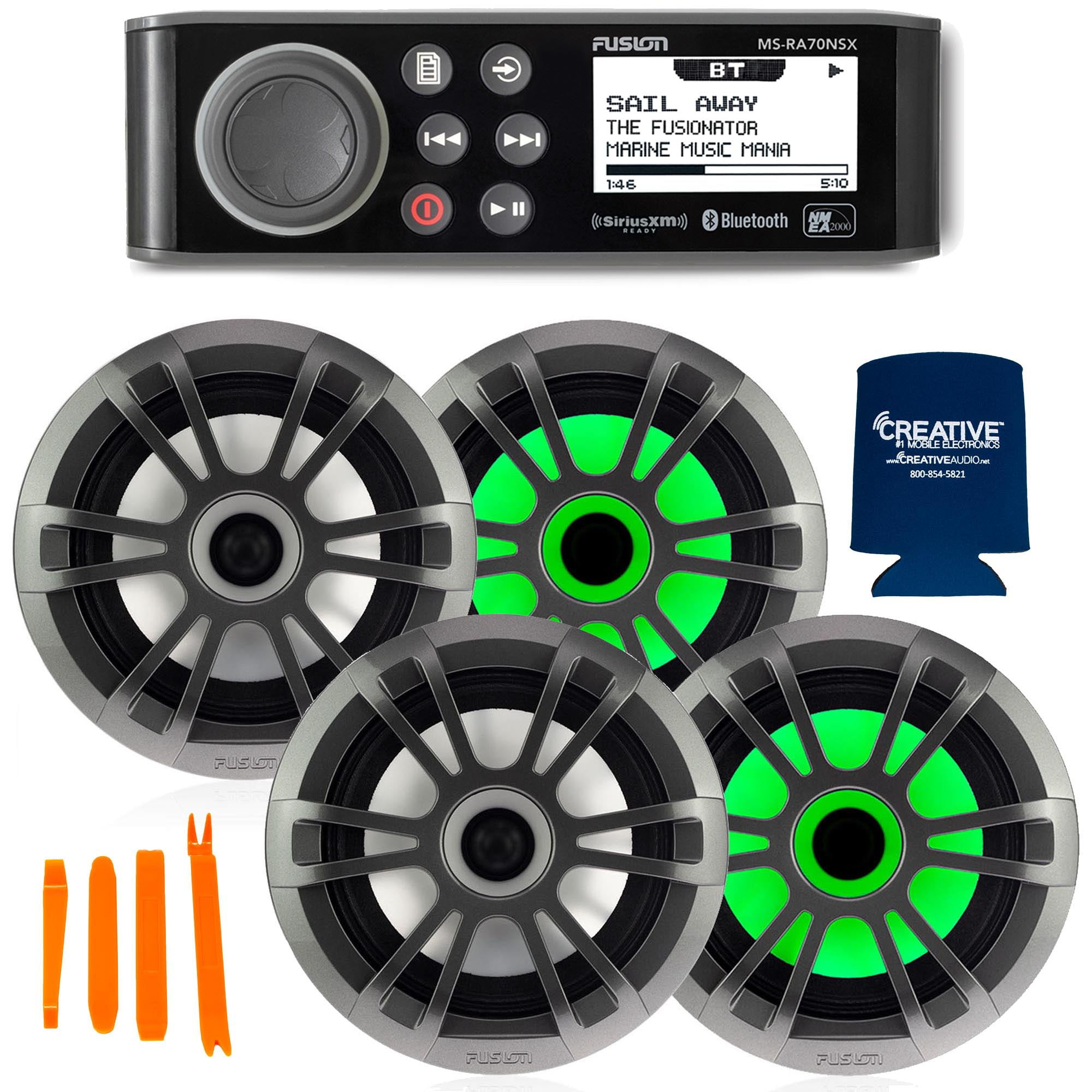 Fusion MS-RA70NSX Marine Receiver with 2 Pairs of Fusion EL-FL651SPG 6. ...