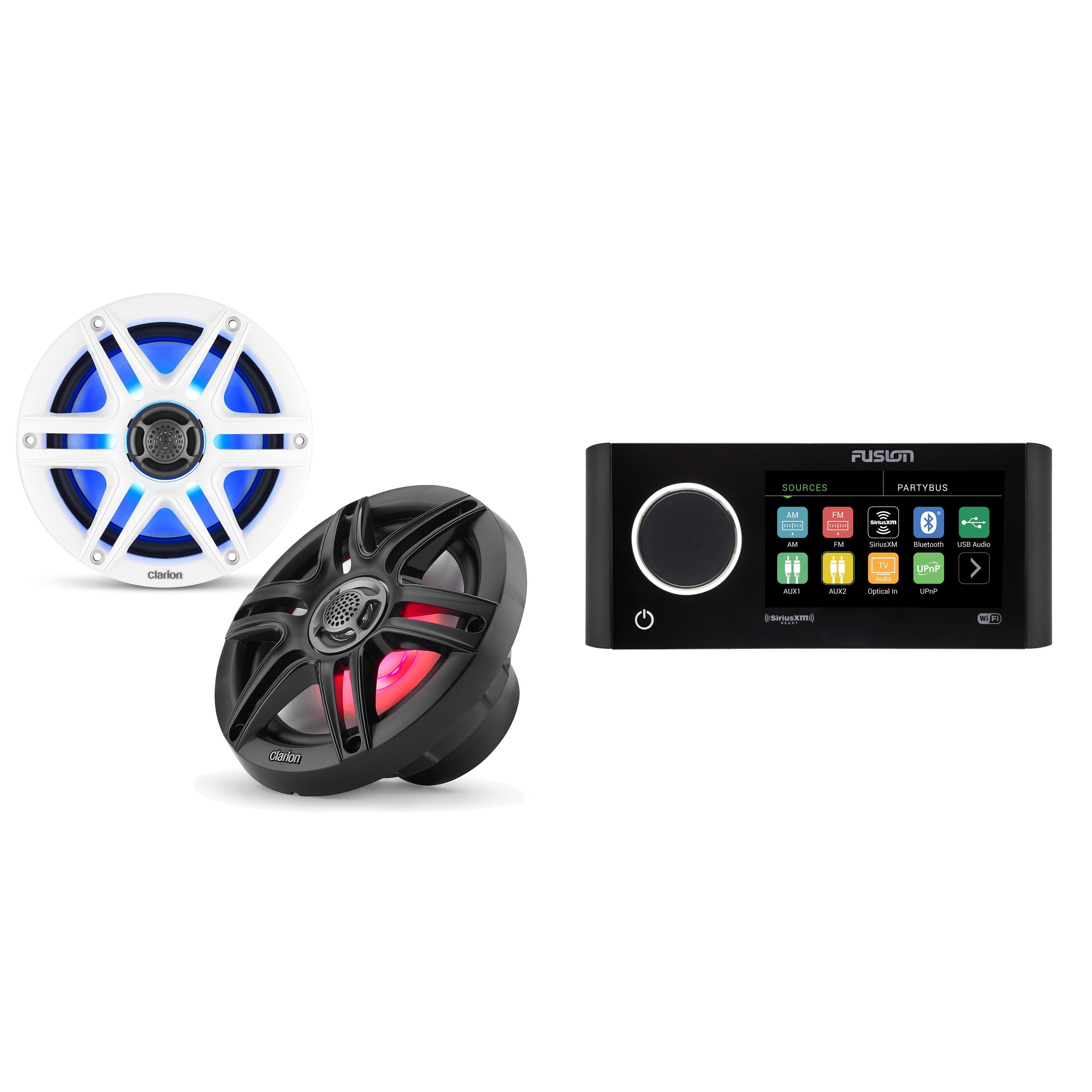Fusion MS-RA770 Apollo Source Unit w/ Clarion CMS-651RGB-SWB 6.5-inch ...