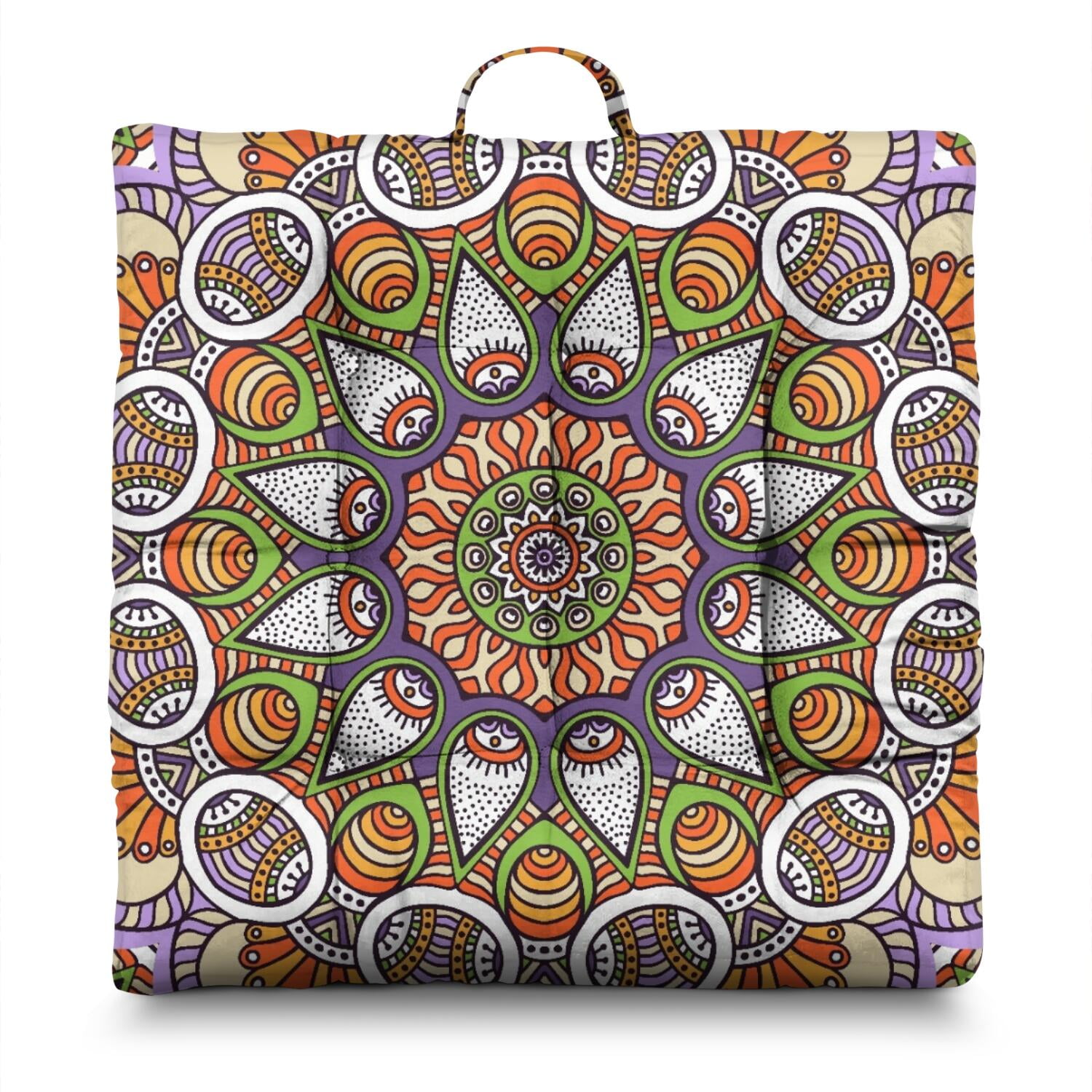 Fusion Mandala Pillow – Large 22 Inch Square Cushion, Boho Tribal Mix ...