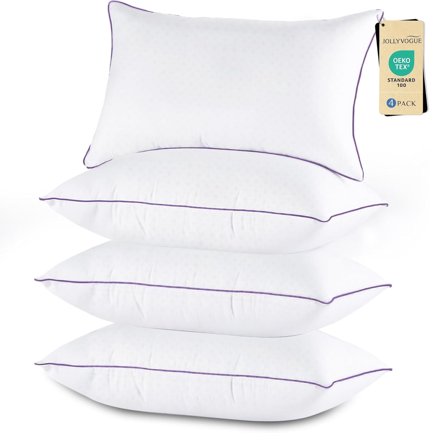 Fusion Pillows Standard Size Set of 4, Washable Supportive Bed Pillows ...