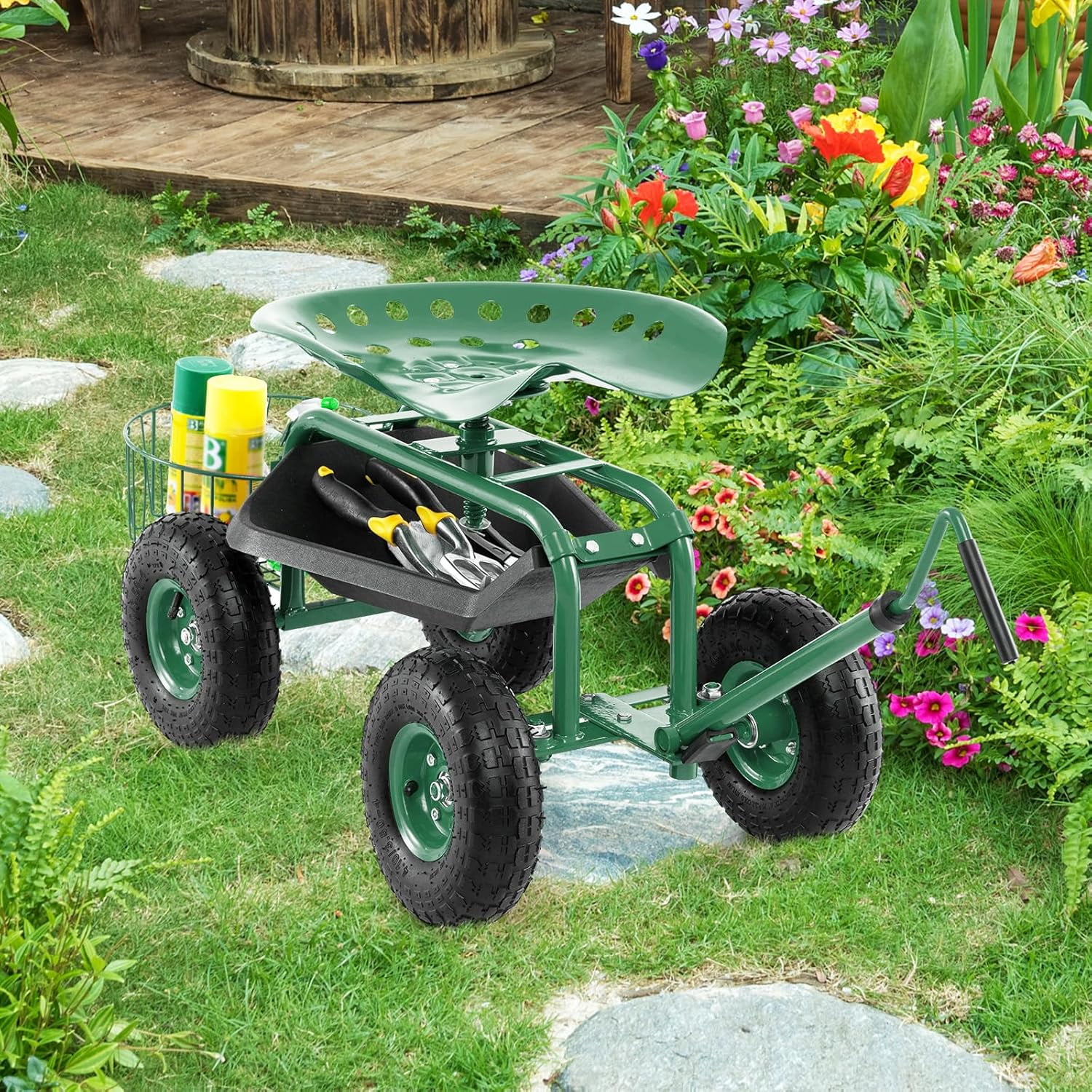 Fusion Rolling Garden Seat, Garden Stool with Wheels, Extendable Handle ...