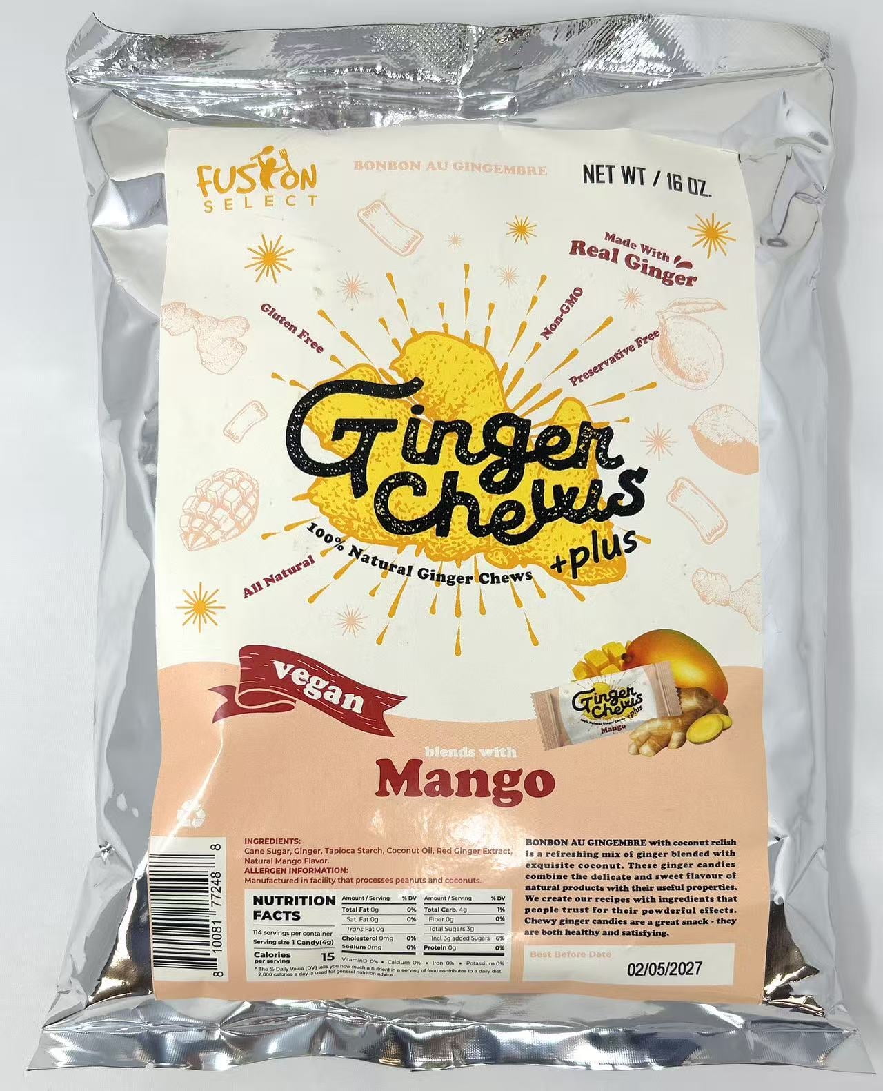 Fusion Select 1Lb Mango Ginger Chews - Sweet Soft Candied Delights From ...