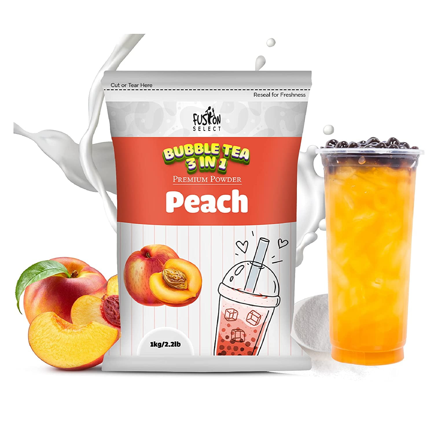 Fusion Select 2.2lb Tea Powder Peach Flavored-3-in-1 Drink Powder with ...