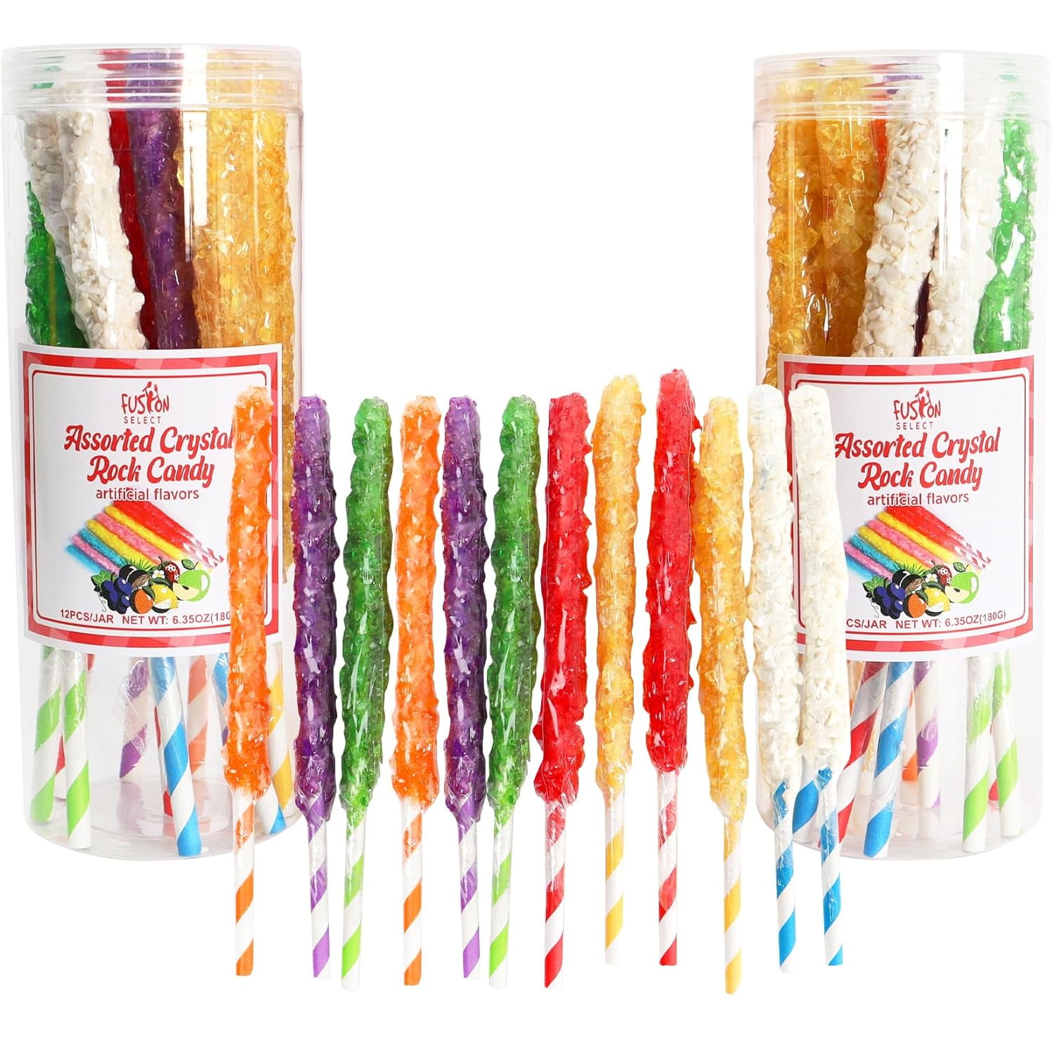 Fusion Select Bulk 24 Crystal Rock Candy Sticks - Strong Flavored ...