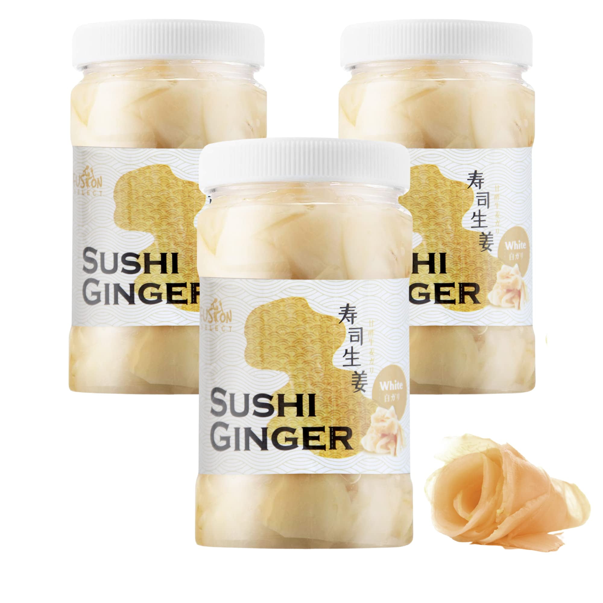 Fusion Select 3 Packs BCF26 Sushi Ginger - Natural Gari, Pickled Ginger for Sushi - No MSG, Non ...