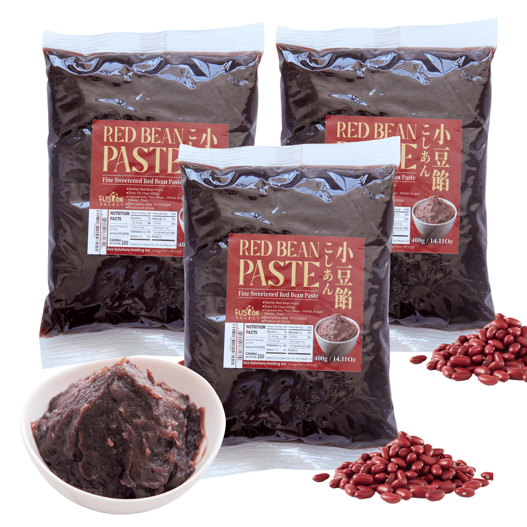 Fusion Select 3 Packs Red Bean Paste - Fine Sweetened Adzuki Bean Paste ...