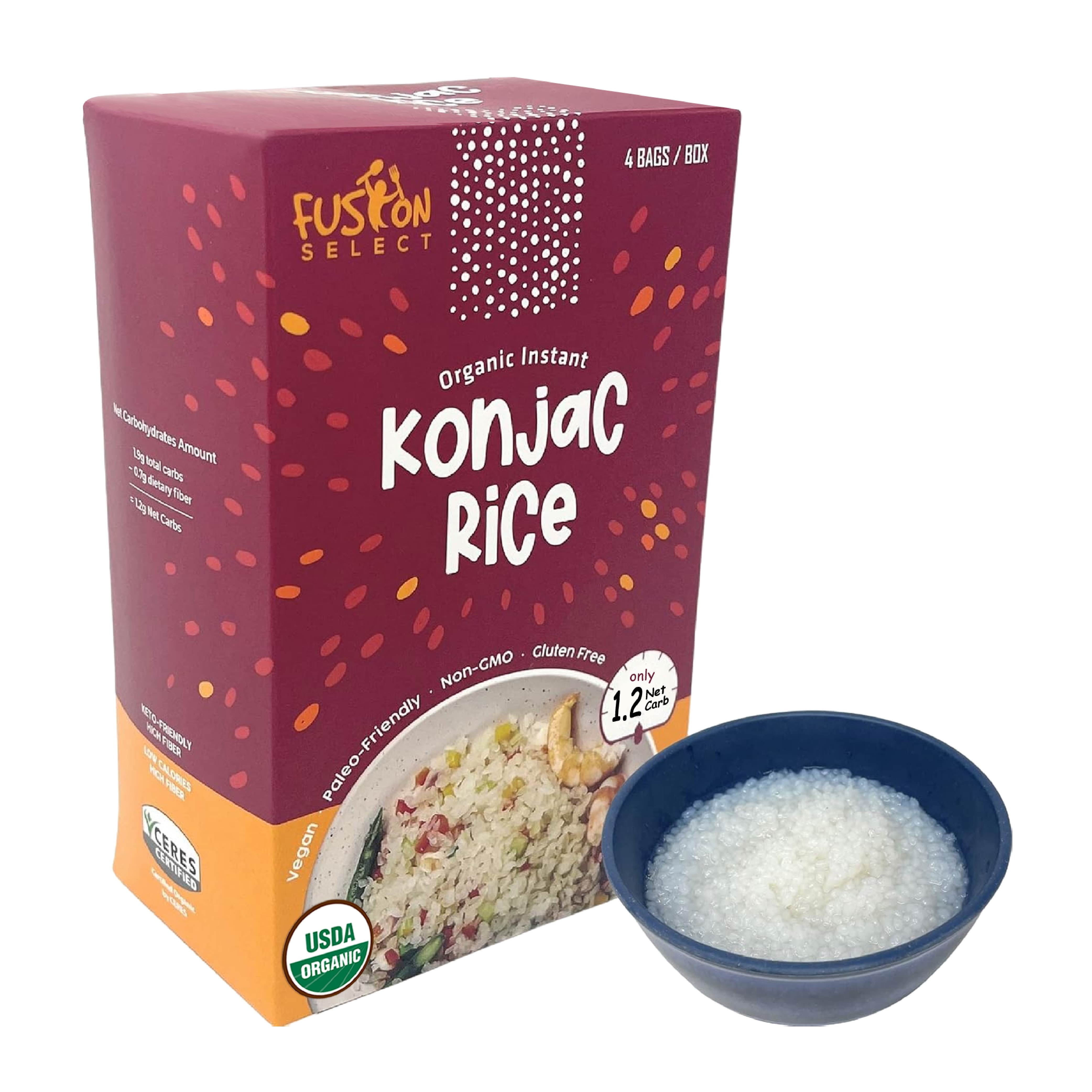 Fusion Select Organic Konjac Noodles 4 Pack Shirataki Rice Plant-Based ...