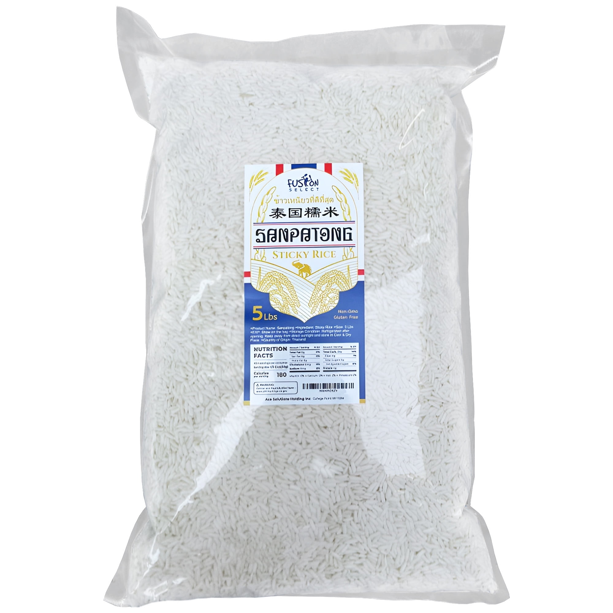 Fusion Select Thai Sticky Rice, 5lbs, Authentic Glutinous Sweet Rice ...