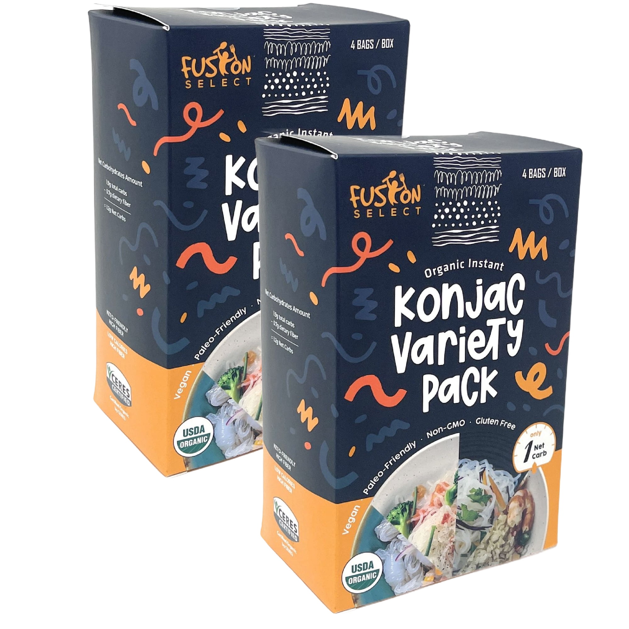 Fusion Select 8 Packs Organic Konjac Rice, Spaghetti, Knot, Angel Hair ...