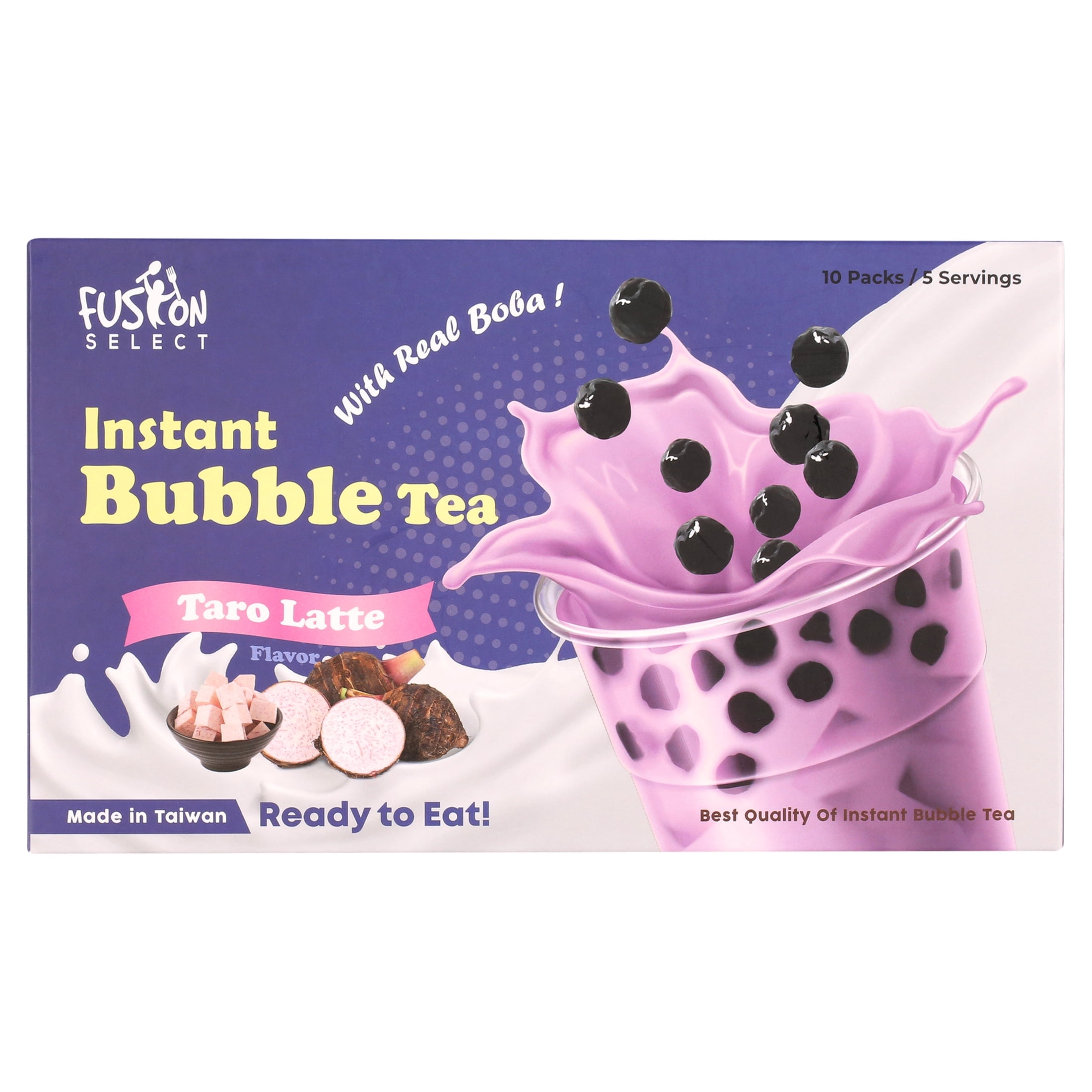 Fusion Select Instant Bubble Tea Kit Taro Latte (5 Packs) - Walmart.com