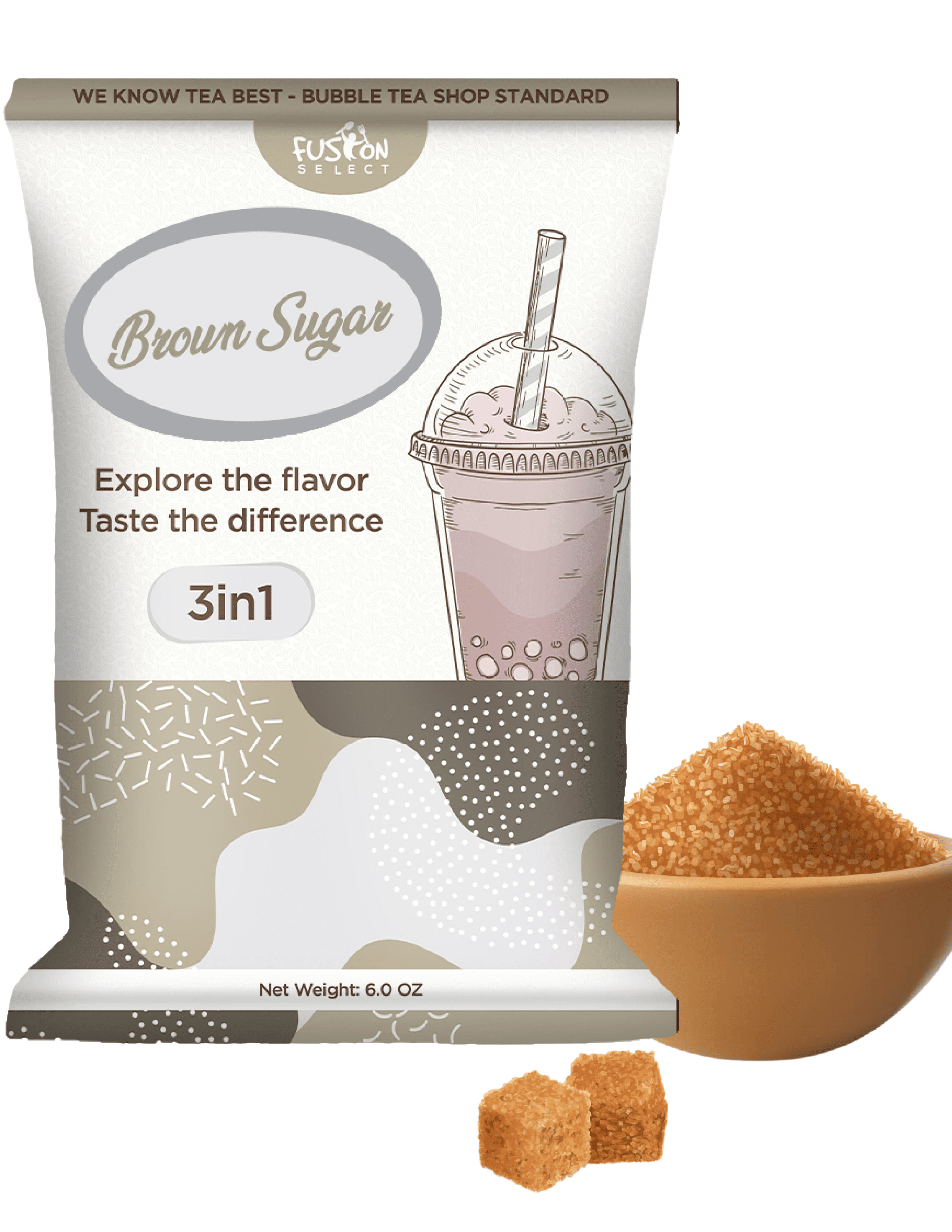 Fusion Select Bubble Tea Mix - Brown Sugar Milk Tea Flavored 3-in-1 ...