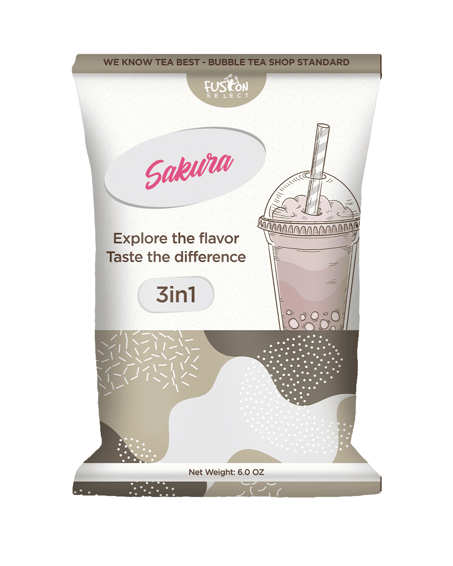 Fusion Select Bubble Tea Mix - Sakura Flavored 3-in-1 Drink Powder with Cream & Sugar - Instant ...