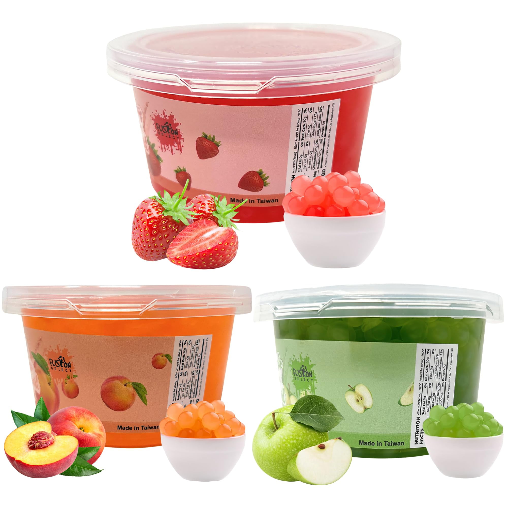 Fusion Select Strawberry, Green Apple, HYZ01 Peach Fruit Bursting Boba ...