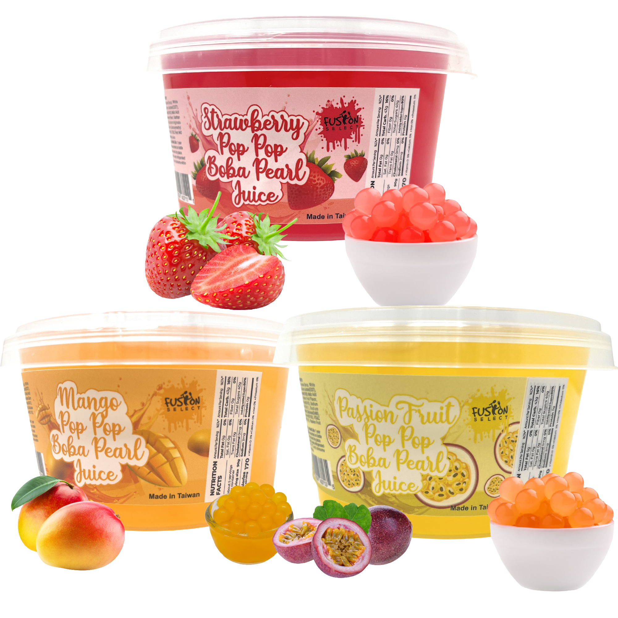 Fusion Select Strawberry, Mango, Passion Fruit Bursting Boba Popping ...