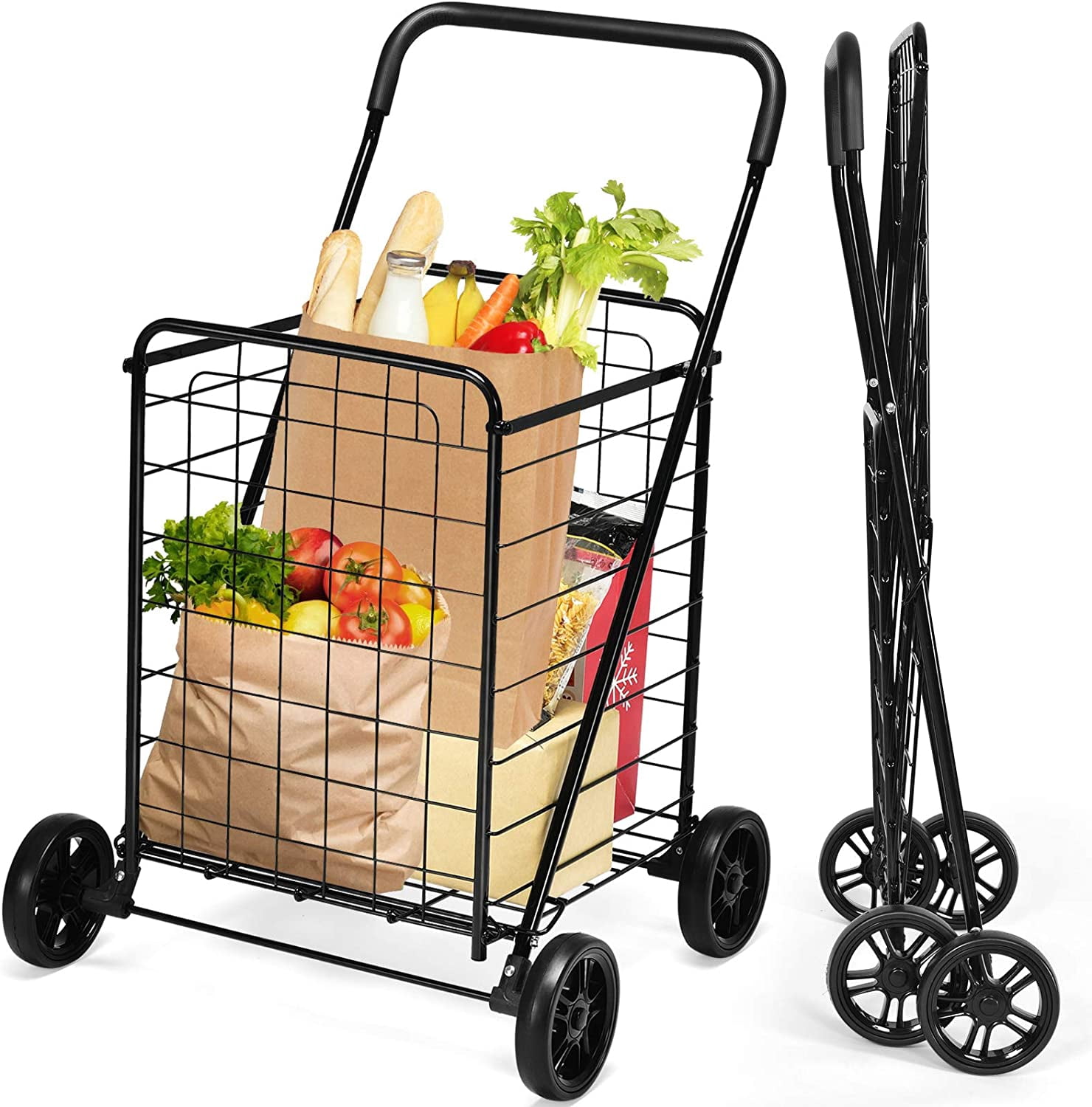 Fusion Shopping Carts for Groceries, Heavy Duty Folding Shopping Cart ...