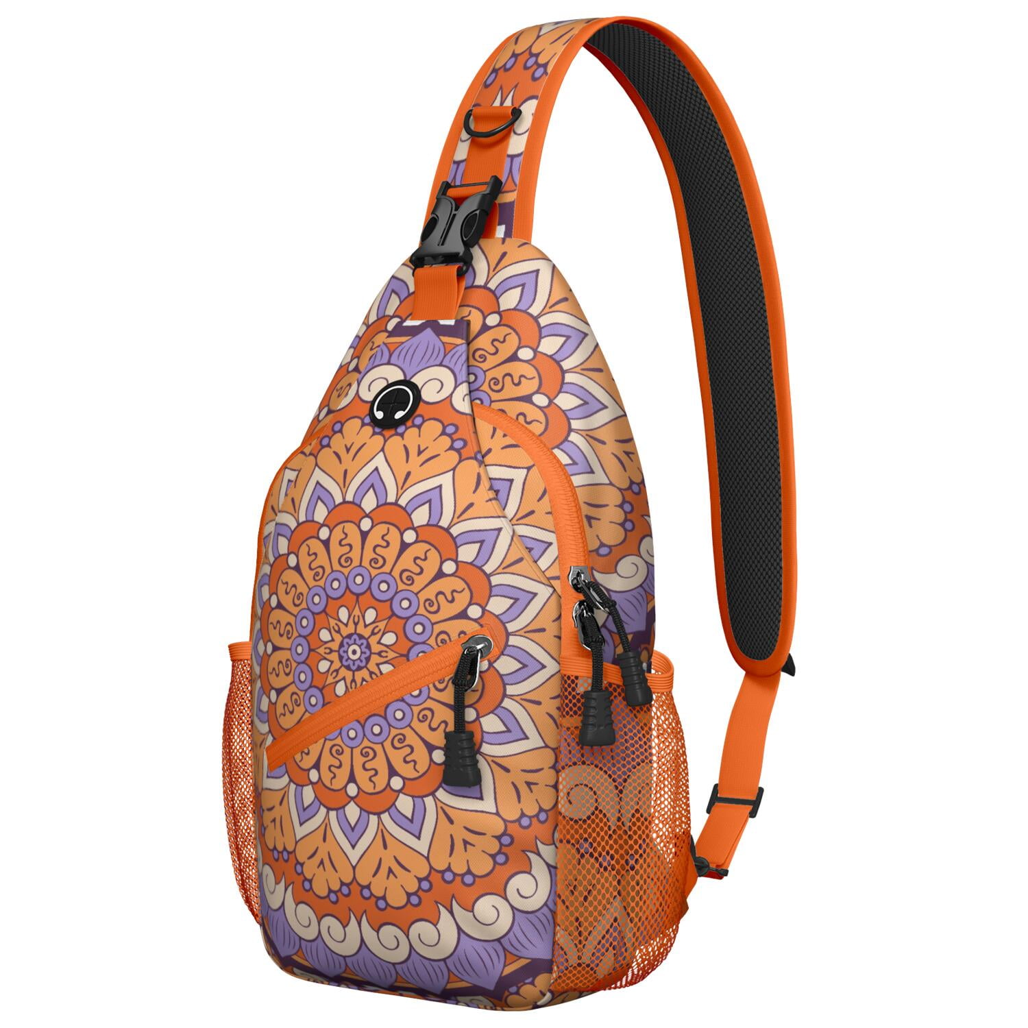 Fusion of Colors Mandala Sling Backpack, Trippy Boho Crossbody Bag with ...