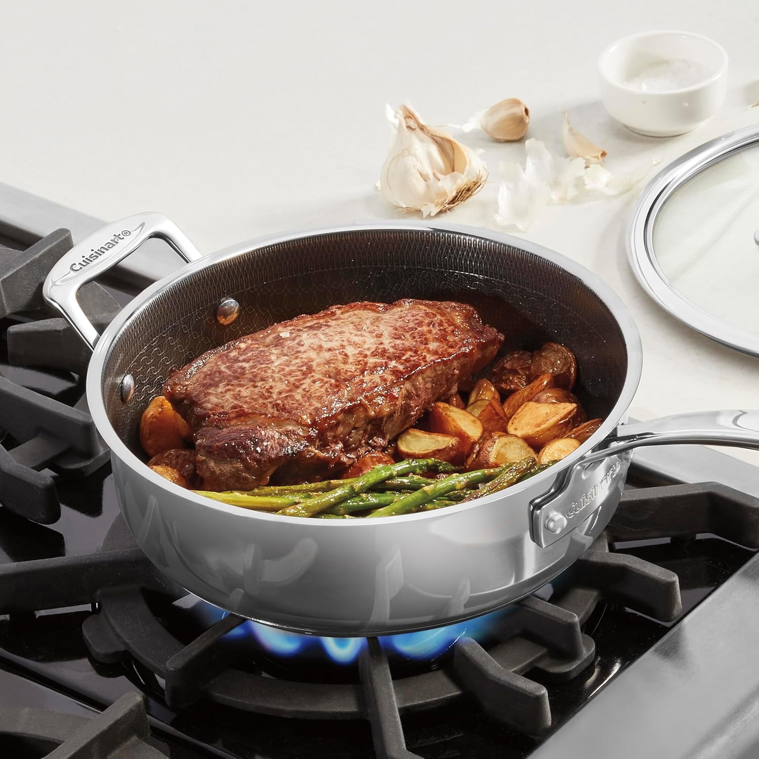 FusionPlus Nonstick Stainless Steel Cookware, 3.5-Quart Sauté Pan with ...