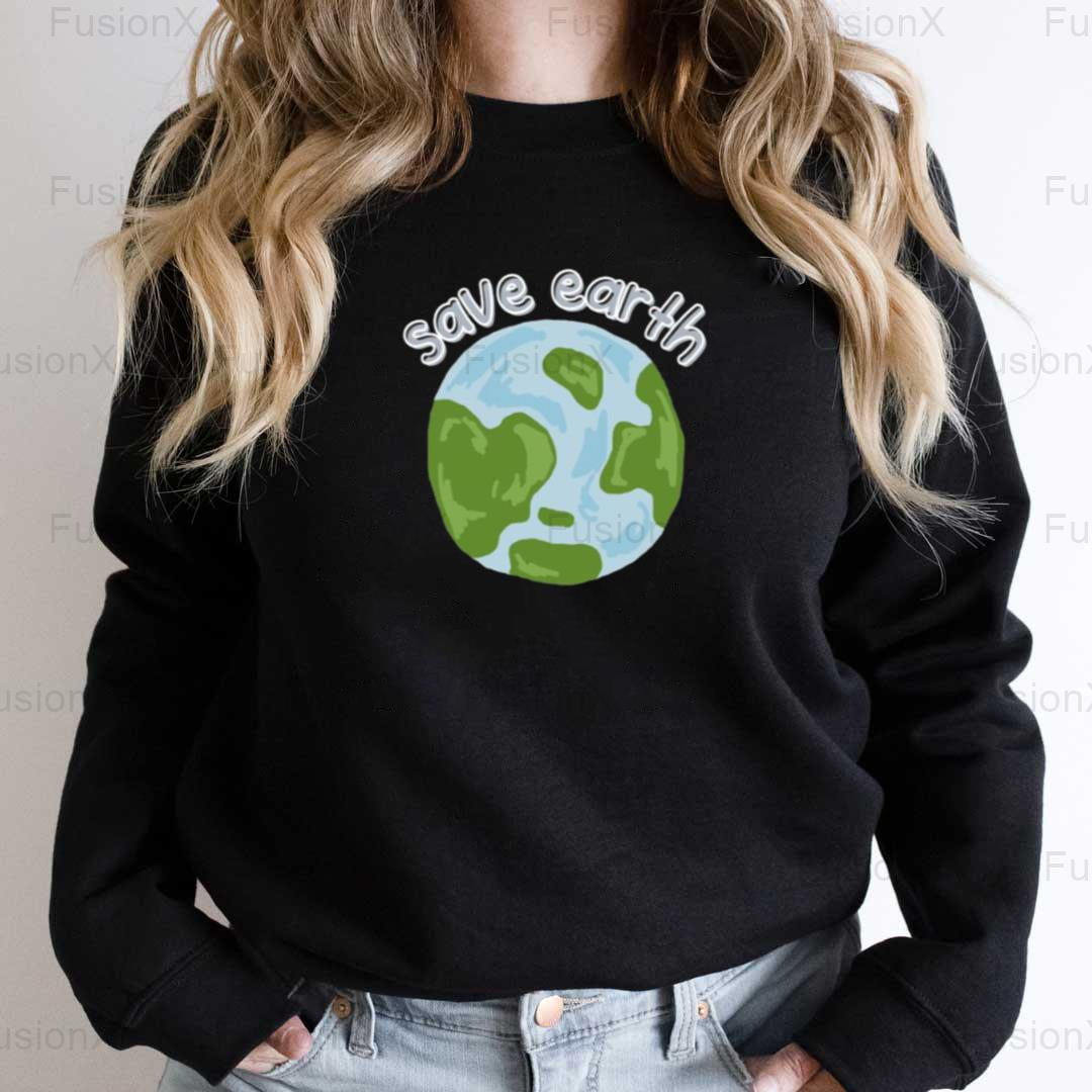 FusionX73 Simple Save Earth Text Design Environmental Awareness Action ...