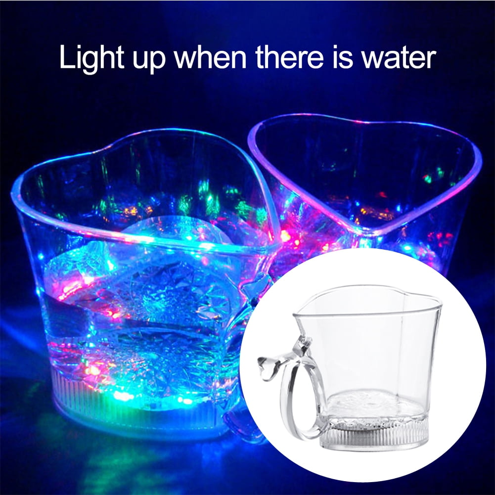 Fusipu 260ML Glowing Cup Transparent Acrylic Mug Luminous Heart-shaped ...