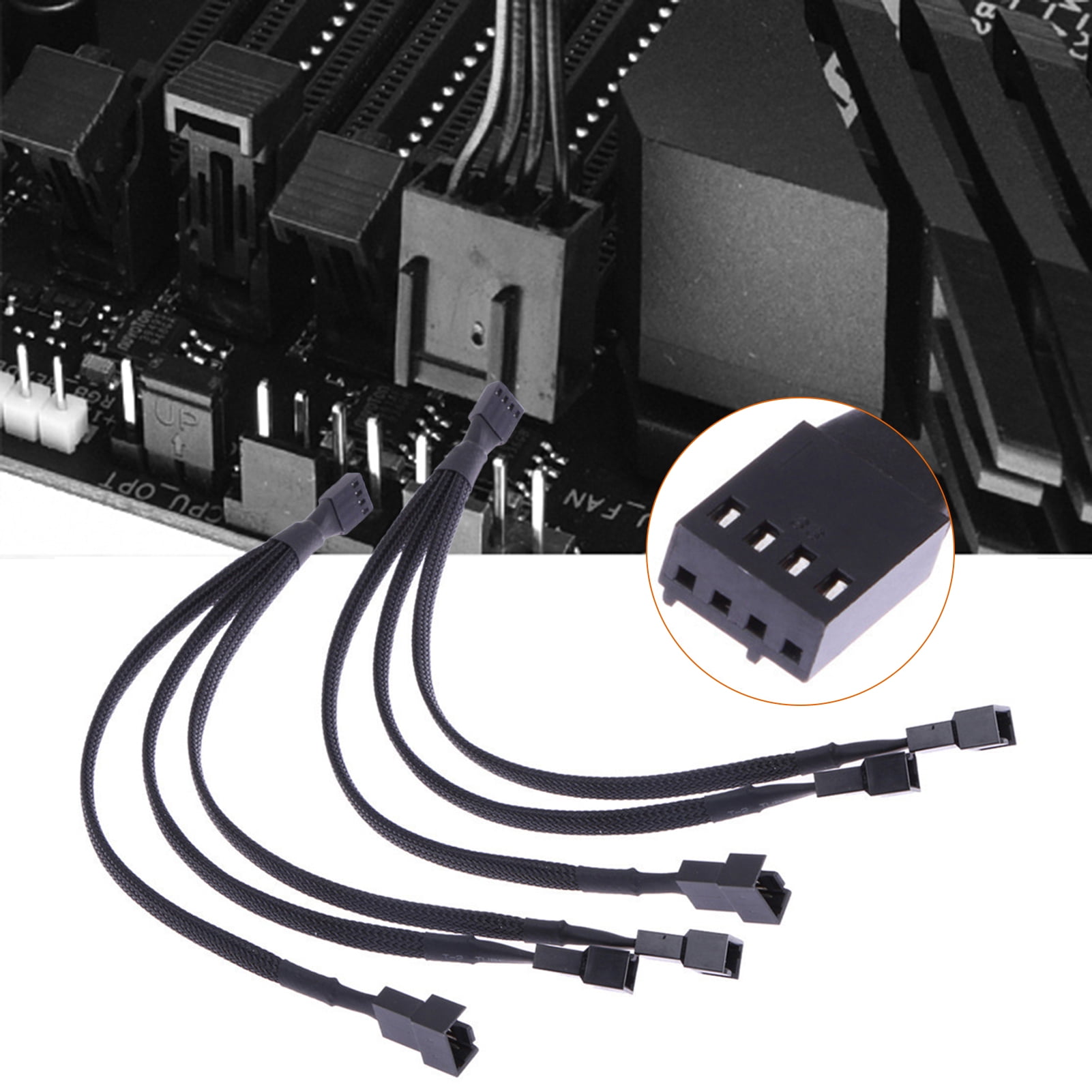 Fusipu Adapter Cable PWM Sleeved PVC 1 to 3 4-Pin Fan Power Extension ...