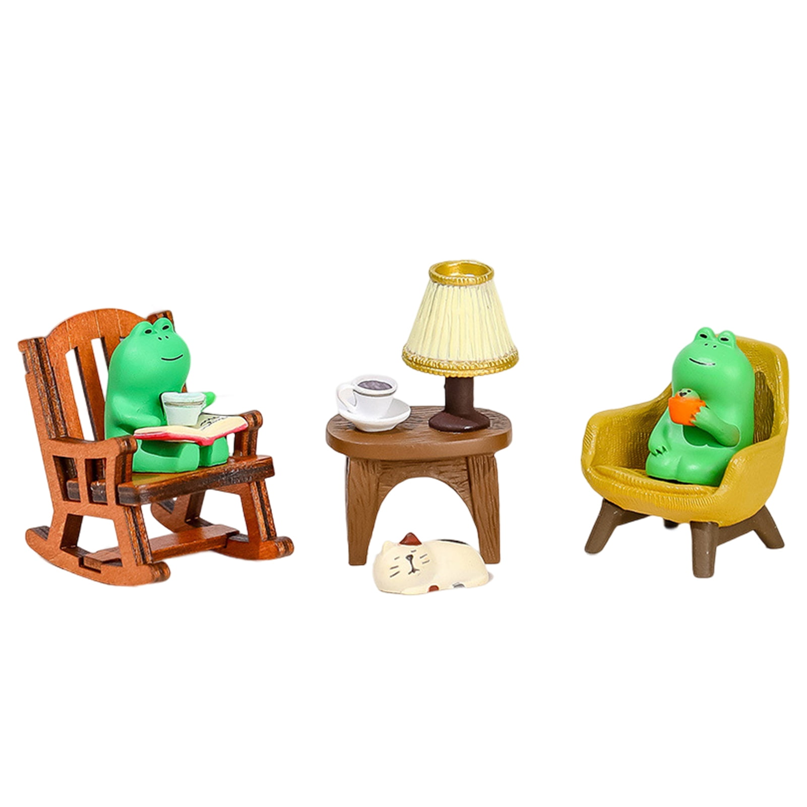 Fusipu Cartoon Frog Ornament 4pcs/set Rocking Chair Frog Ornament Cute ...